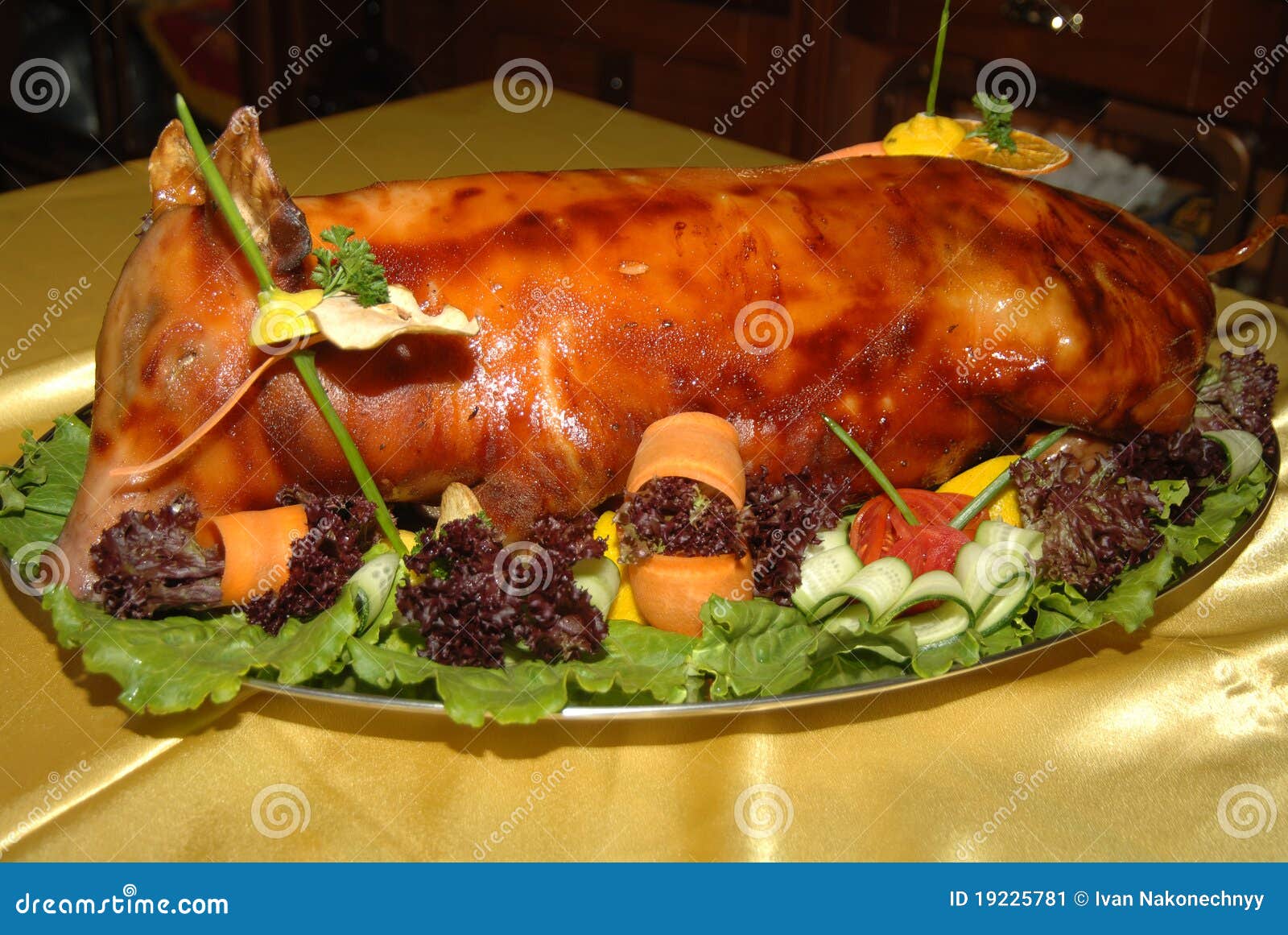Roast pig stock image. Image of cuisine, carrot, garlic - 19225781