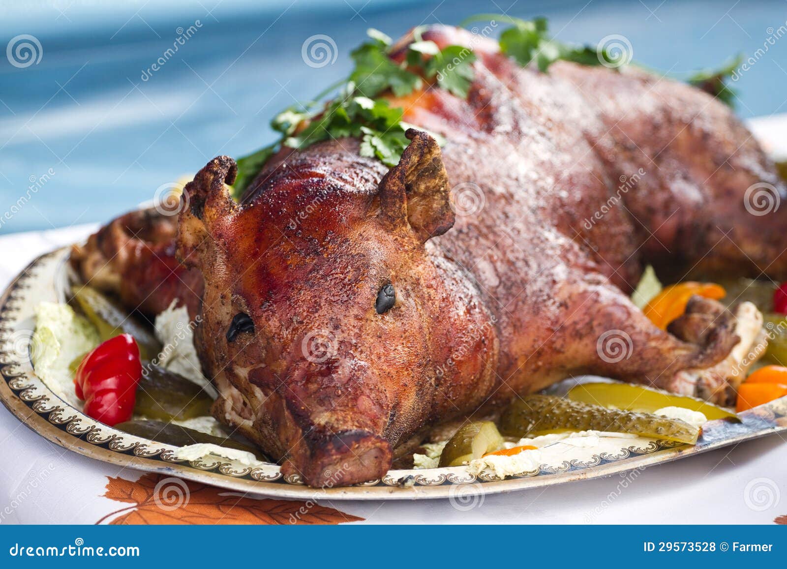 Roast pig stock photo. Image of celebration, festive - 29573528