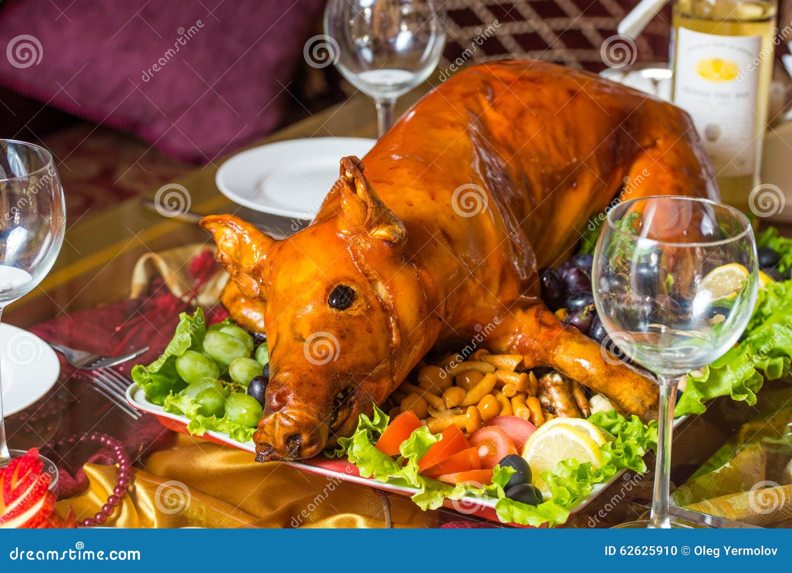 Roast pig stock photo. Image of delicious, gourmet, decorative - 62625910