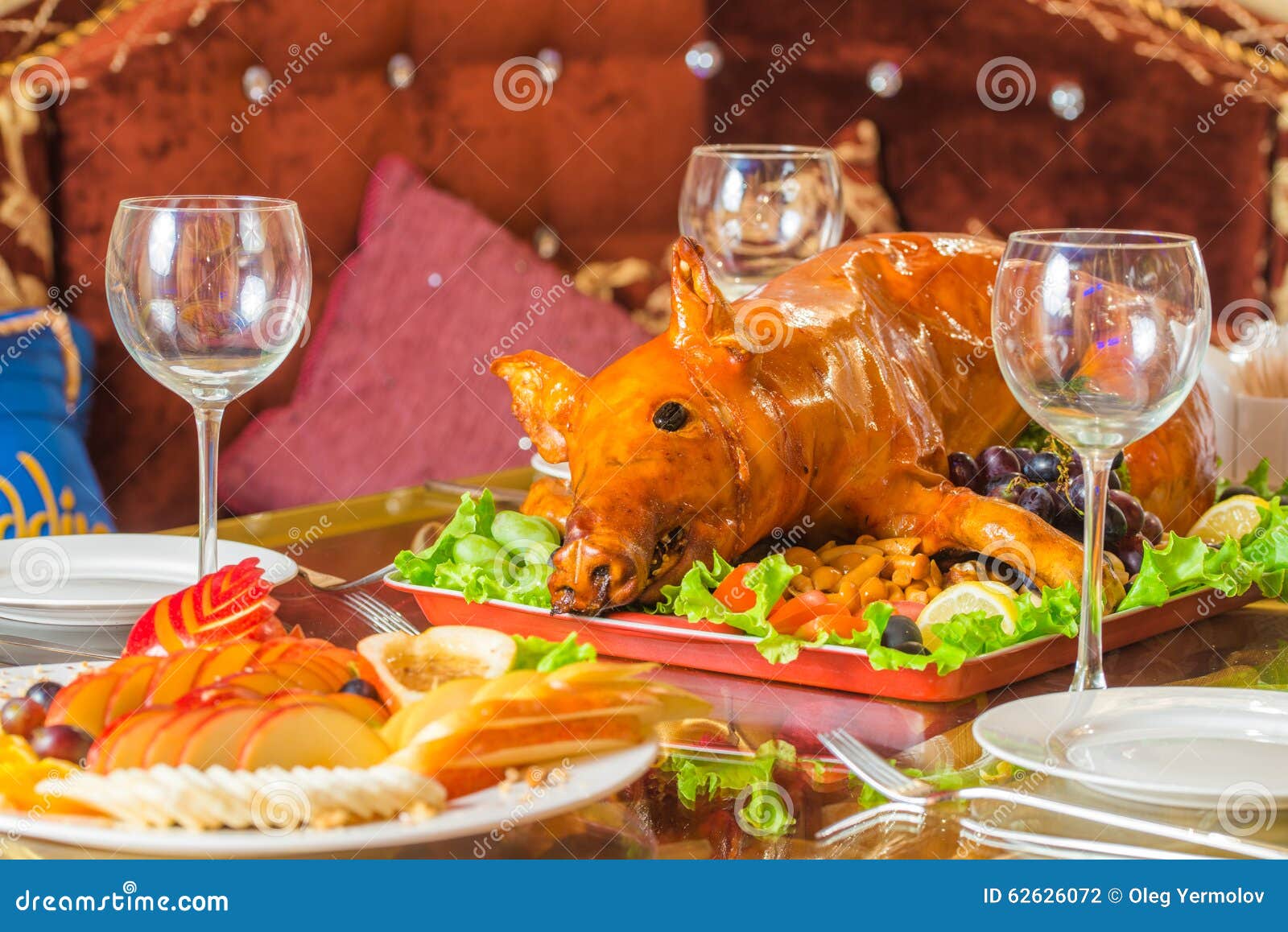 Roast pig stock photo. Image of holiday, cooked, banquet - 62626072