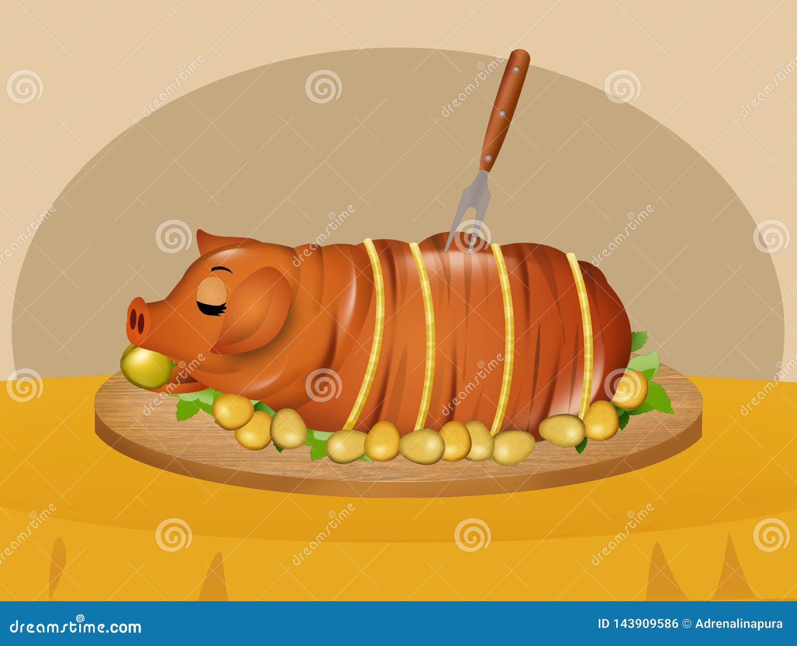 Funny Roasted Pig