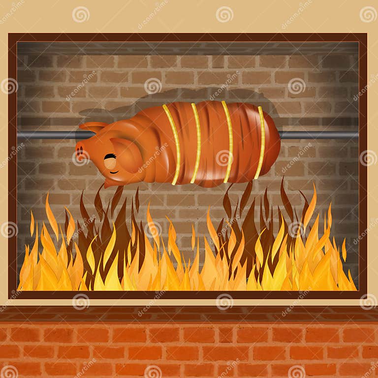Roast pork cartoon stock illustration. Illustration of chop - 143909603