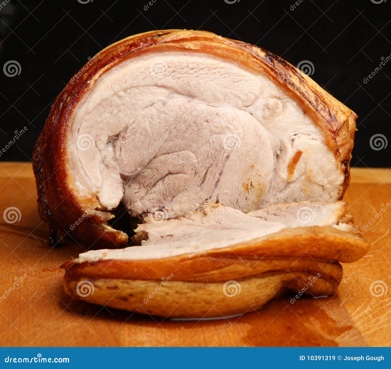 Roast Pork Joint stock image. Image of crackling, wooden - 10391319