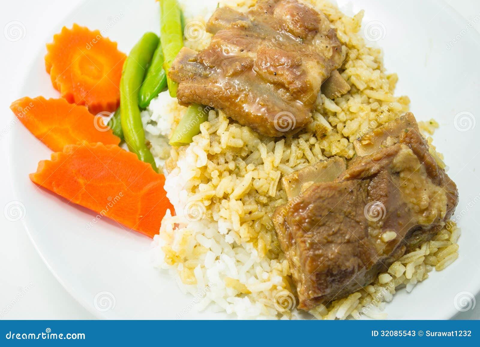Roast pork rice stock image. Image of cuisine, green - 32085543