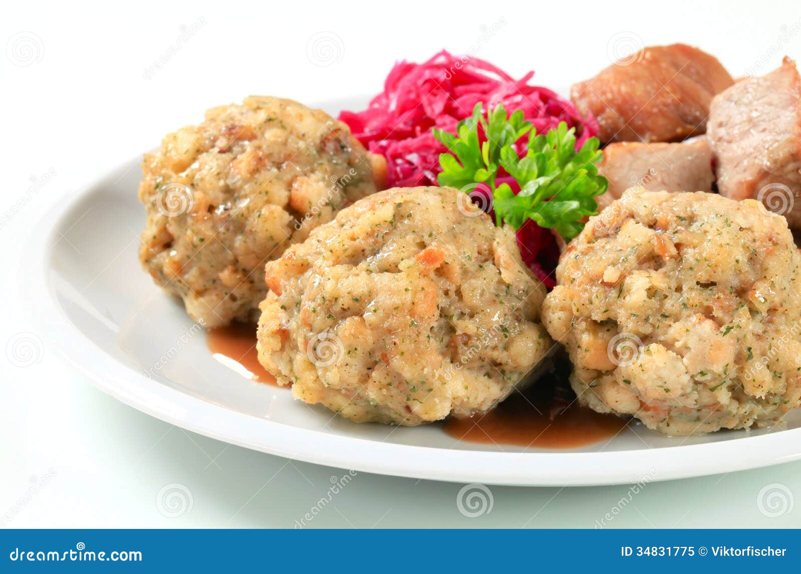 Roast Pork with Tyrolean Dumplings and Red Stock Image - Image of ...
