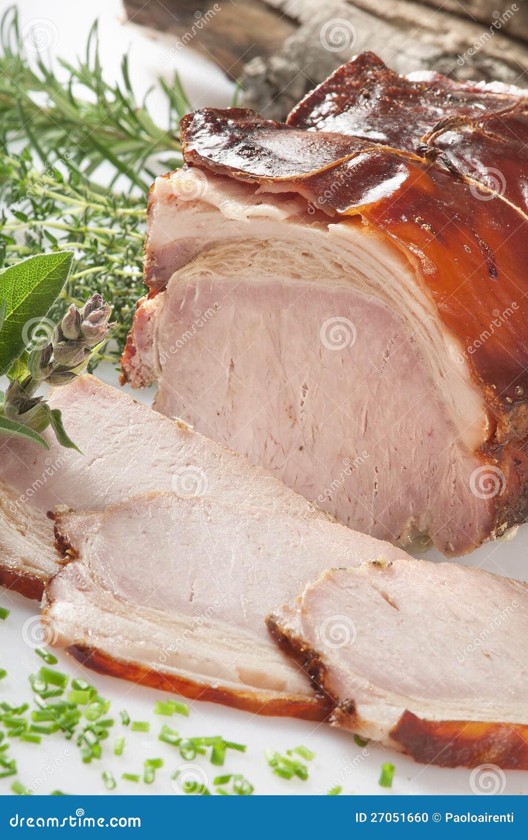 A roast pork on white stock photo. Image of pork, closeup - 27051660