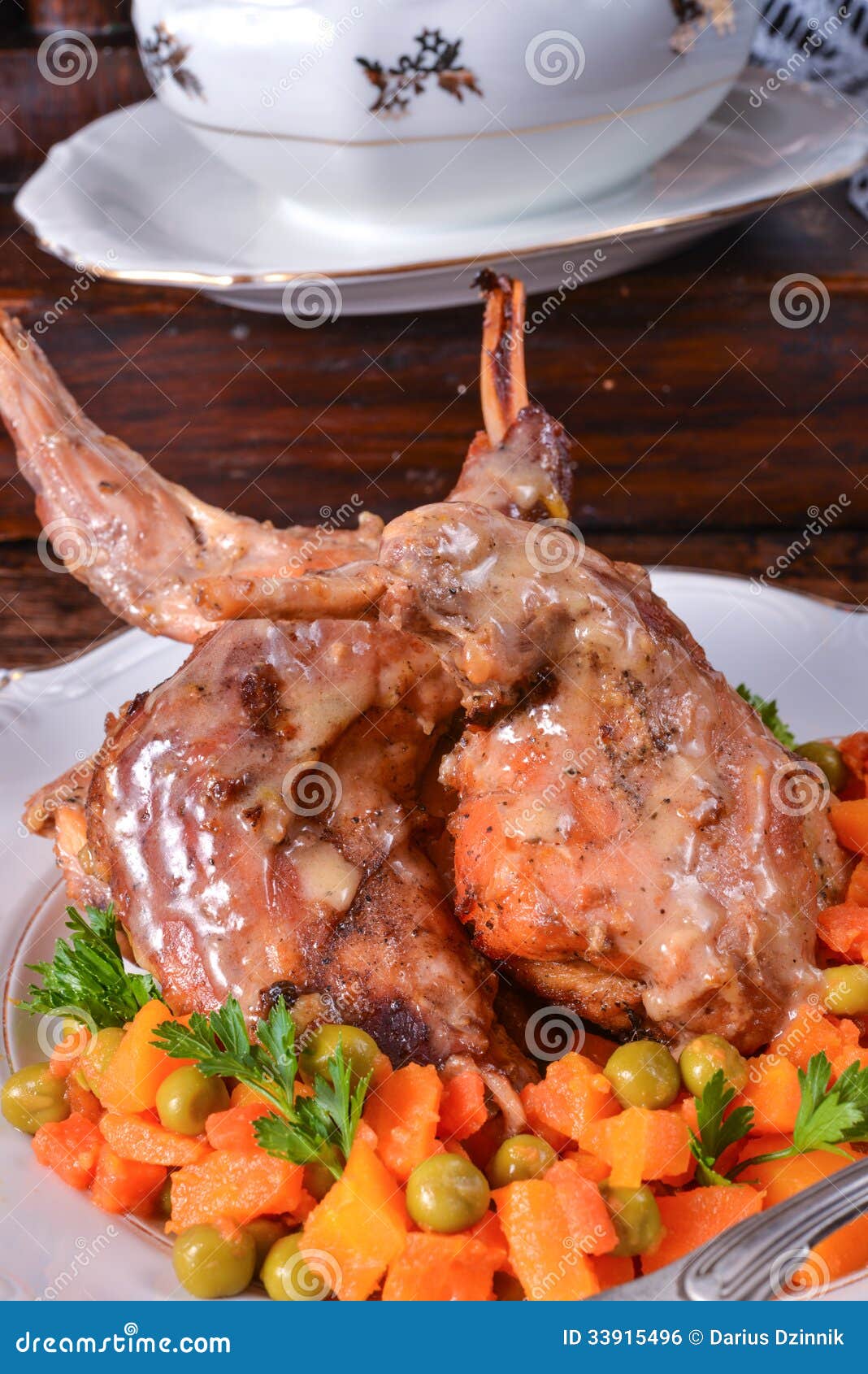 Roast rabbit stock photo. Image of indoor, chorizo, indoors - 33915496