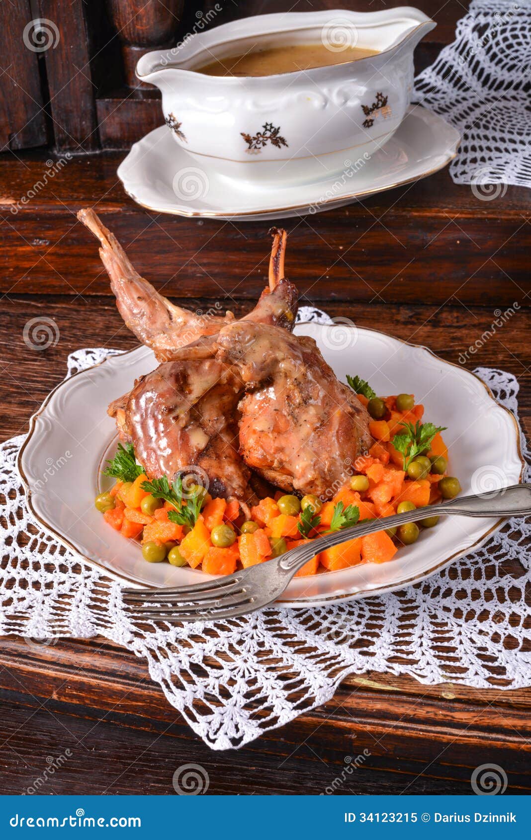 Roast rabbit stock image. Image of brown, dish, gourmet - 34123215