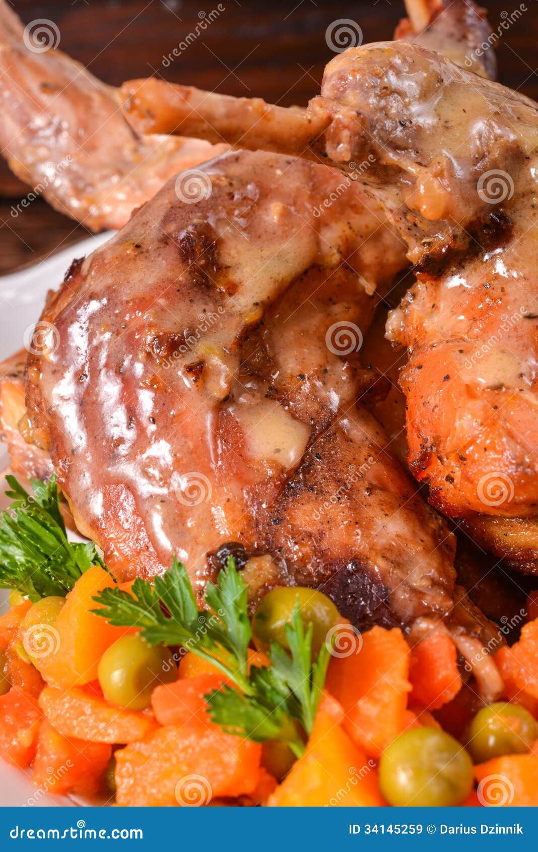Roast rabbit stock image. Image of food, people, peas - 34145259
