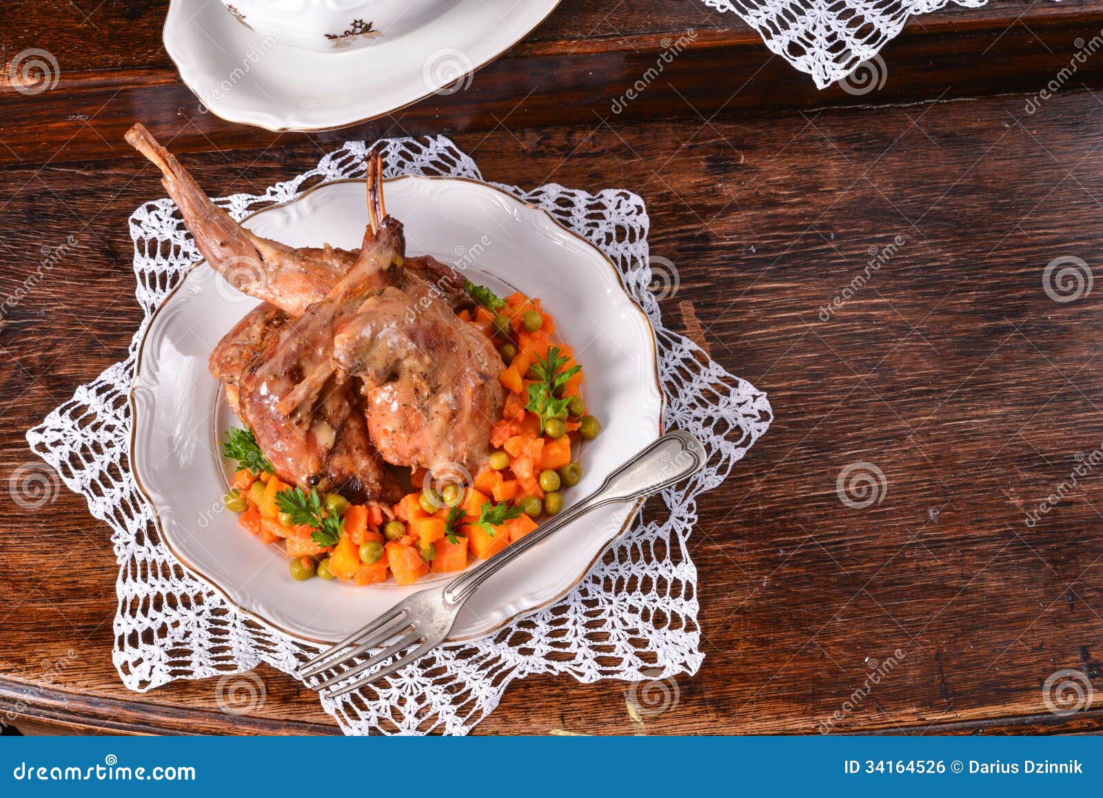 Roast rabbit stock photo. Image of peas, chick, interior - 34164526