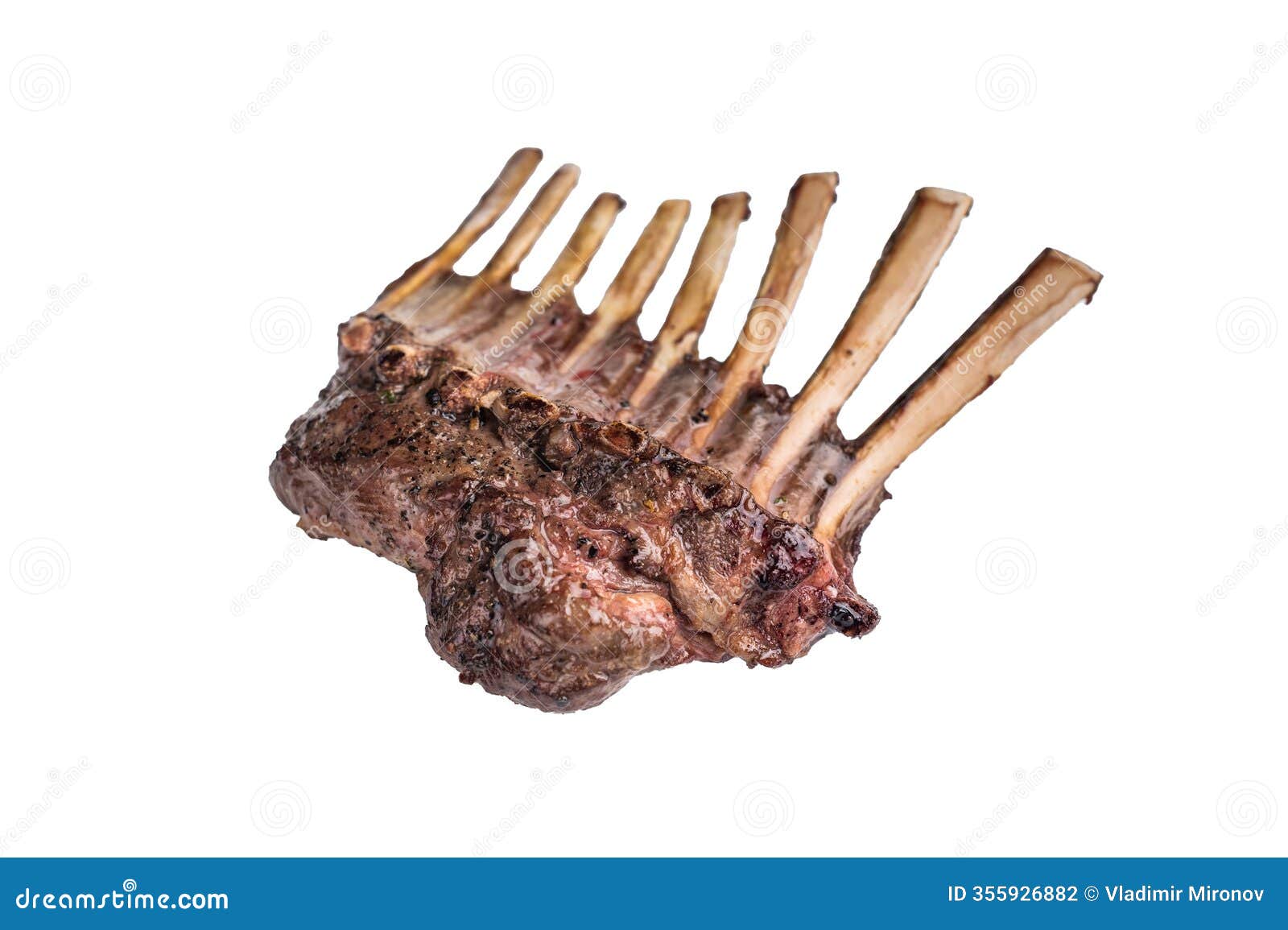 Roast Rack of Lamb Chops, Mutton Organic Meat Isolated on White ...