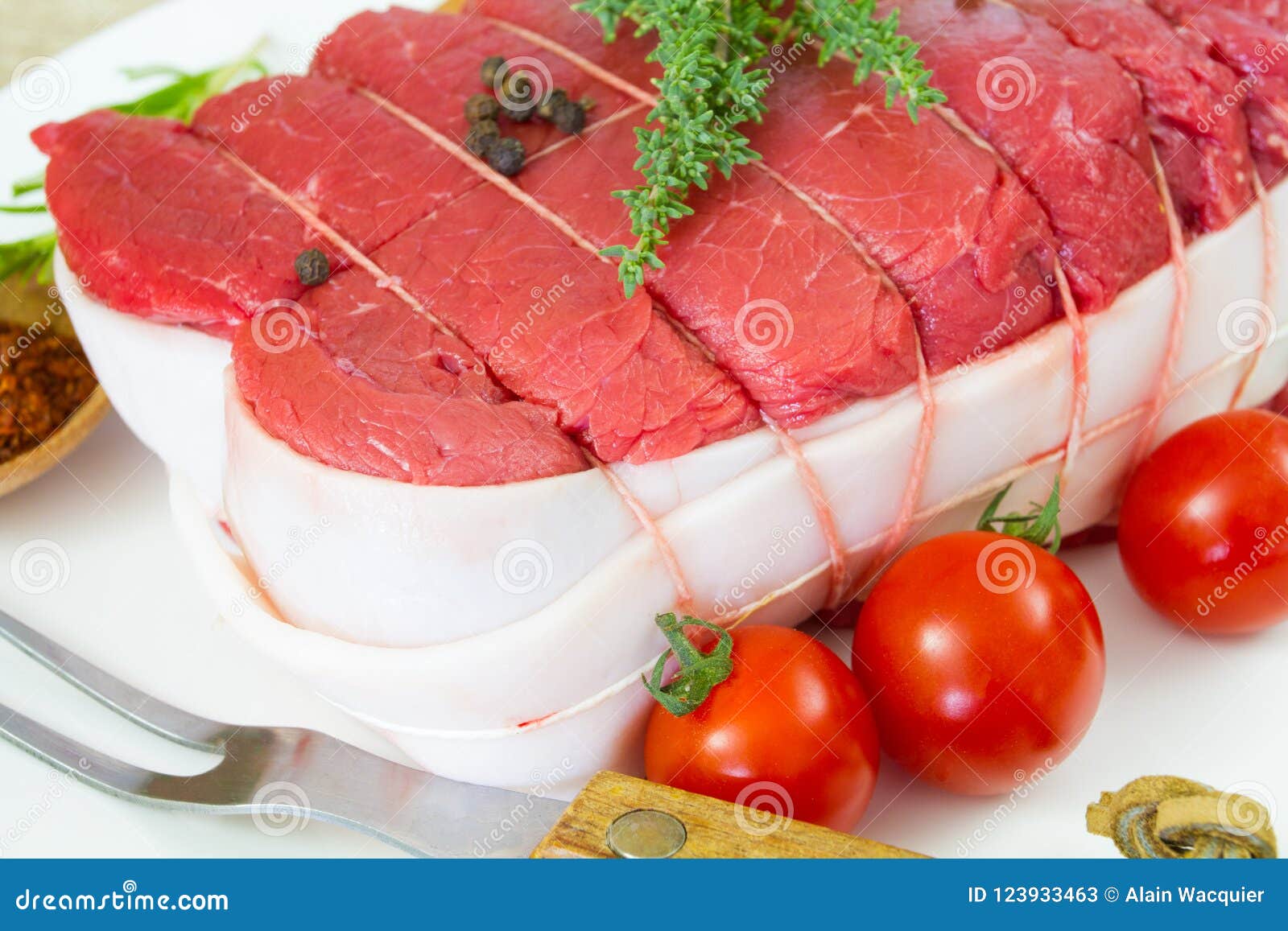 Roast raw beef rumsteak stock image. Image of organic - 123933463