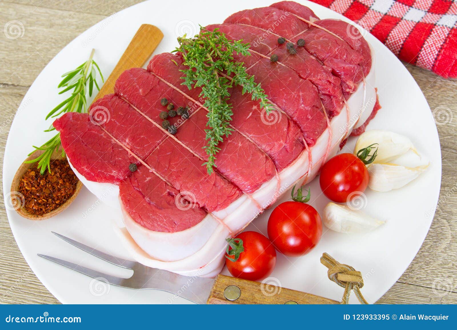 Roast raw beef rumsteak stock image. Image of freshness - 123933395