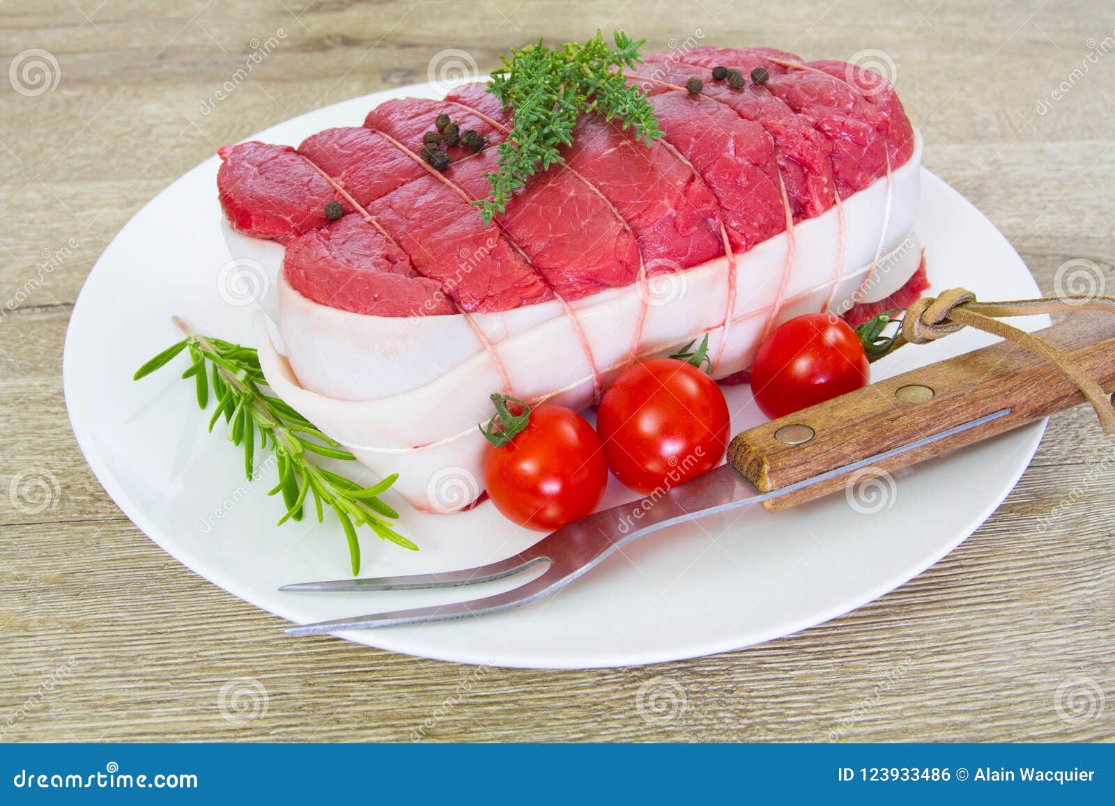 Roast raw beef rumsteak stock photo. Image of bottom - 123933486