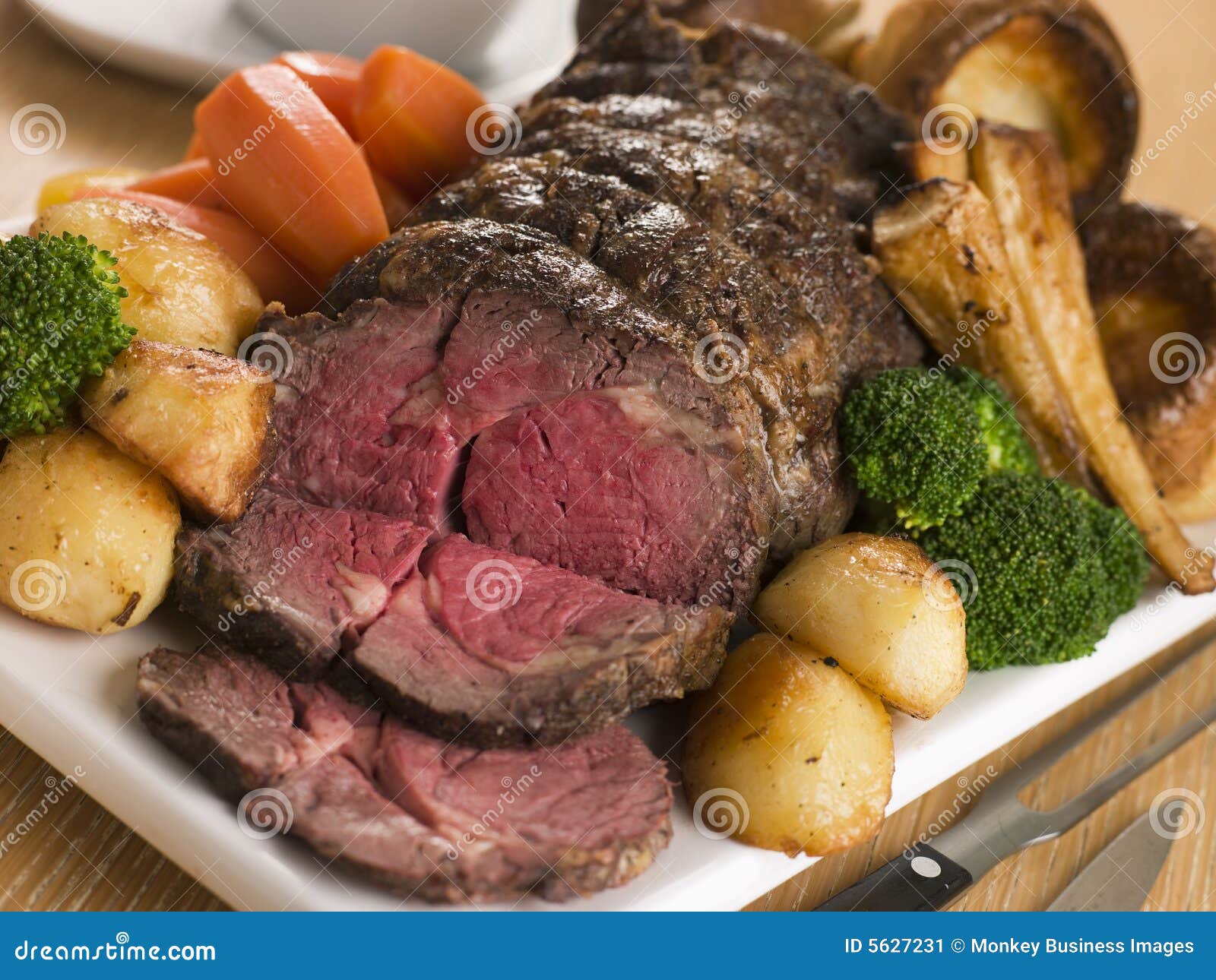 Roast Rib Eye of British Beef Stock Image - Image of cookery, knife ...