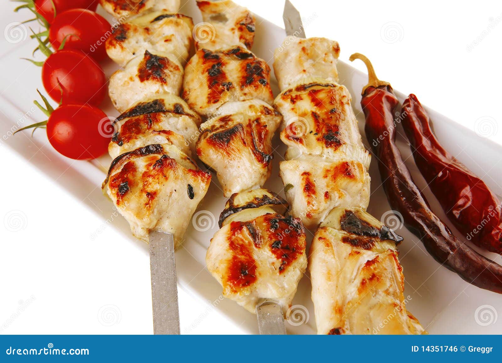 Roast shish kebab on white stock photo. Image of skewer - 14351746