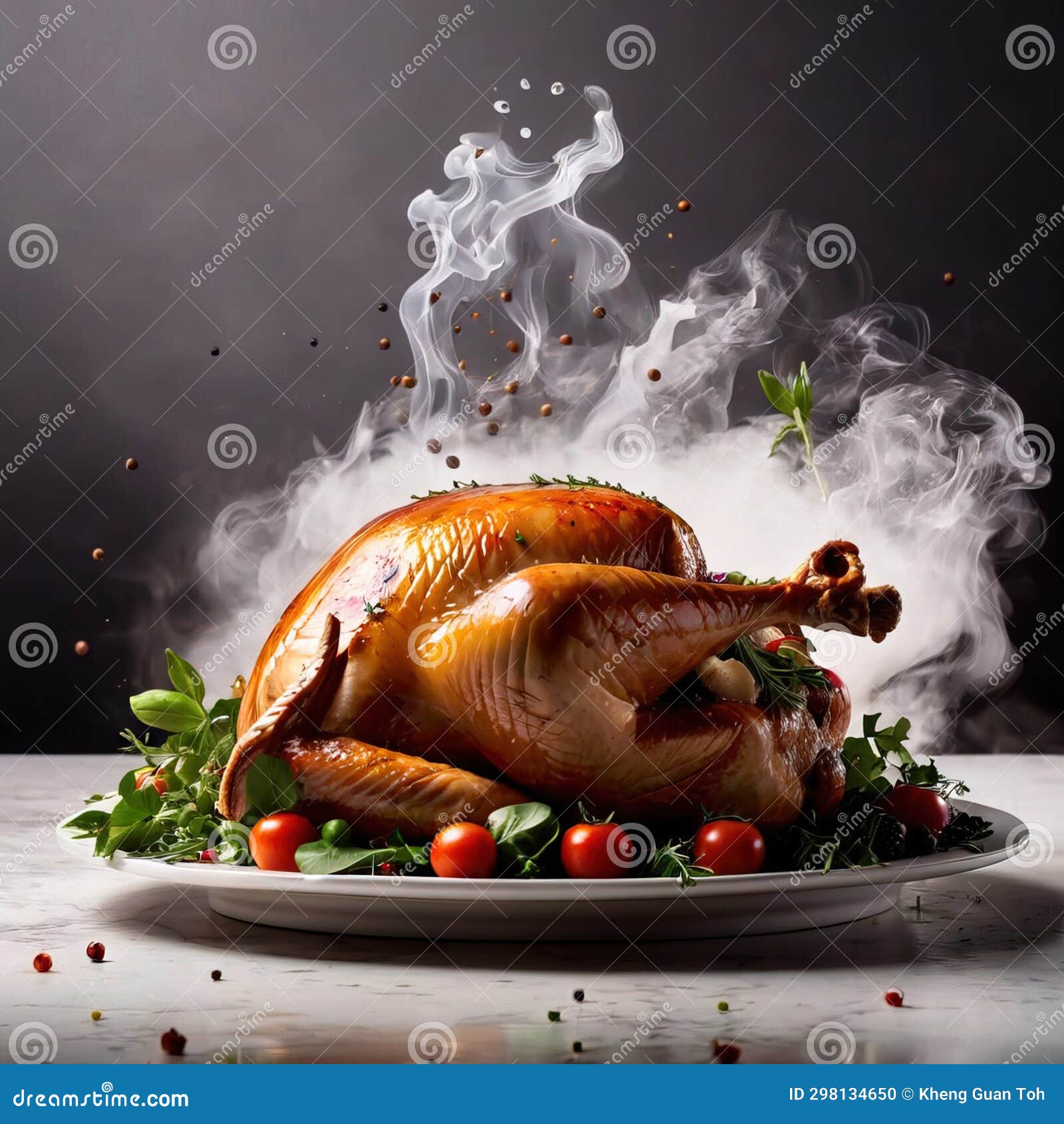 Roast Turkey Dinner, Steaming Hot, Dynamic Flying Bursting Layout Stock ...
