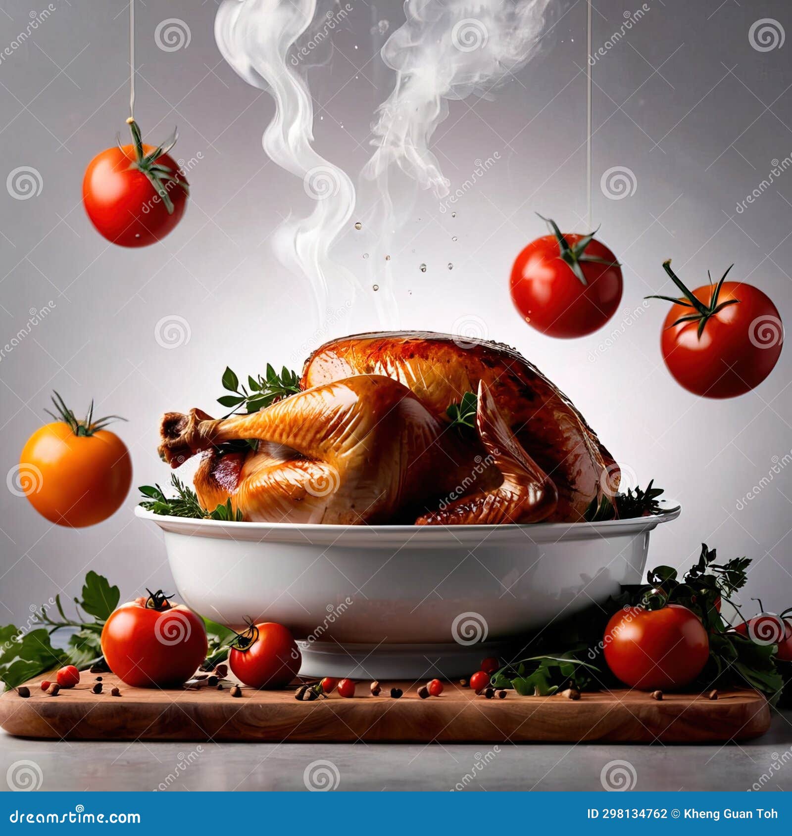 Roast Turkey Dinner, Steaming Hot, Dynamic Flying Bursting Layout Stock ...
