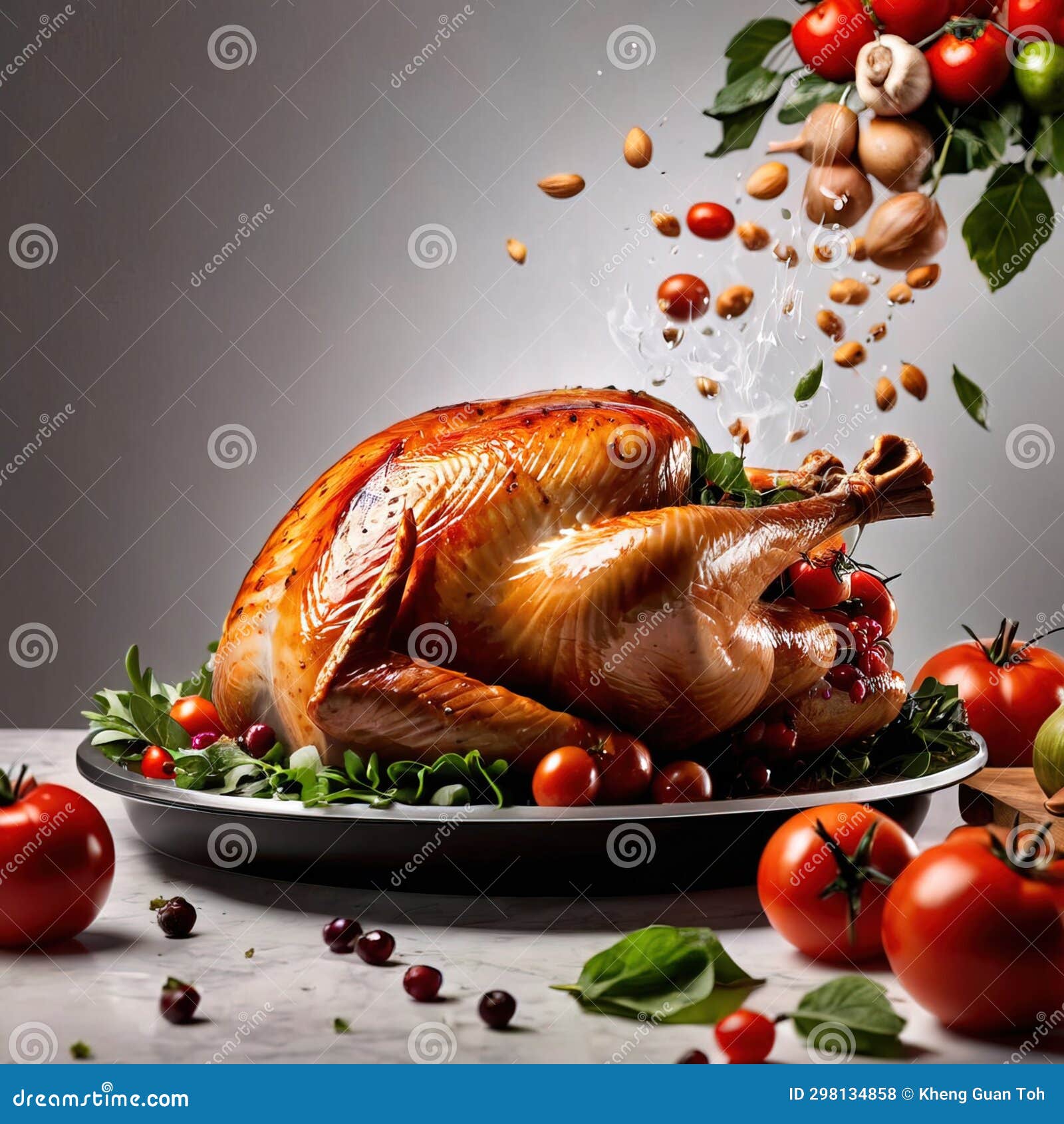 Roast Turkey Dinner, Steaming Hot, Dynamic Flying Bursting Layout Stock ...
