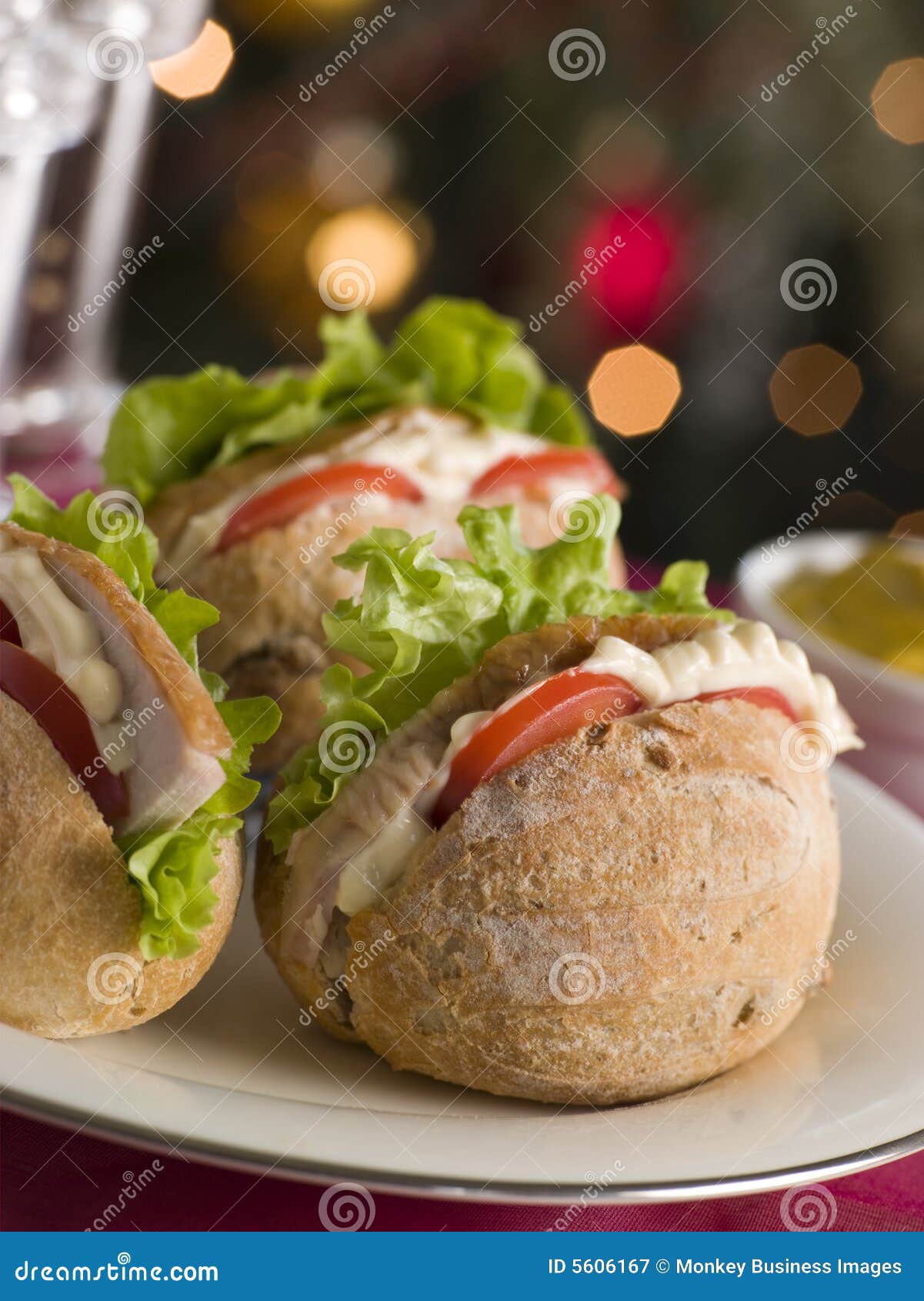 Roast Turkey Rolls with Lettuce Tomato Stock Image - Image of bread ...