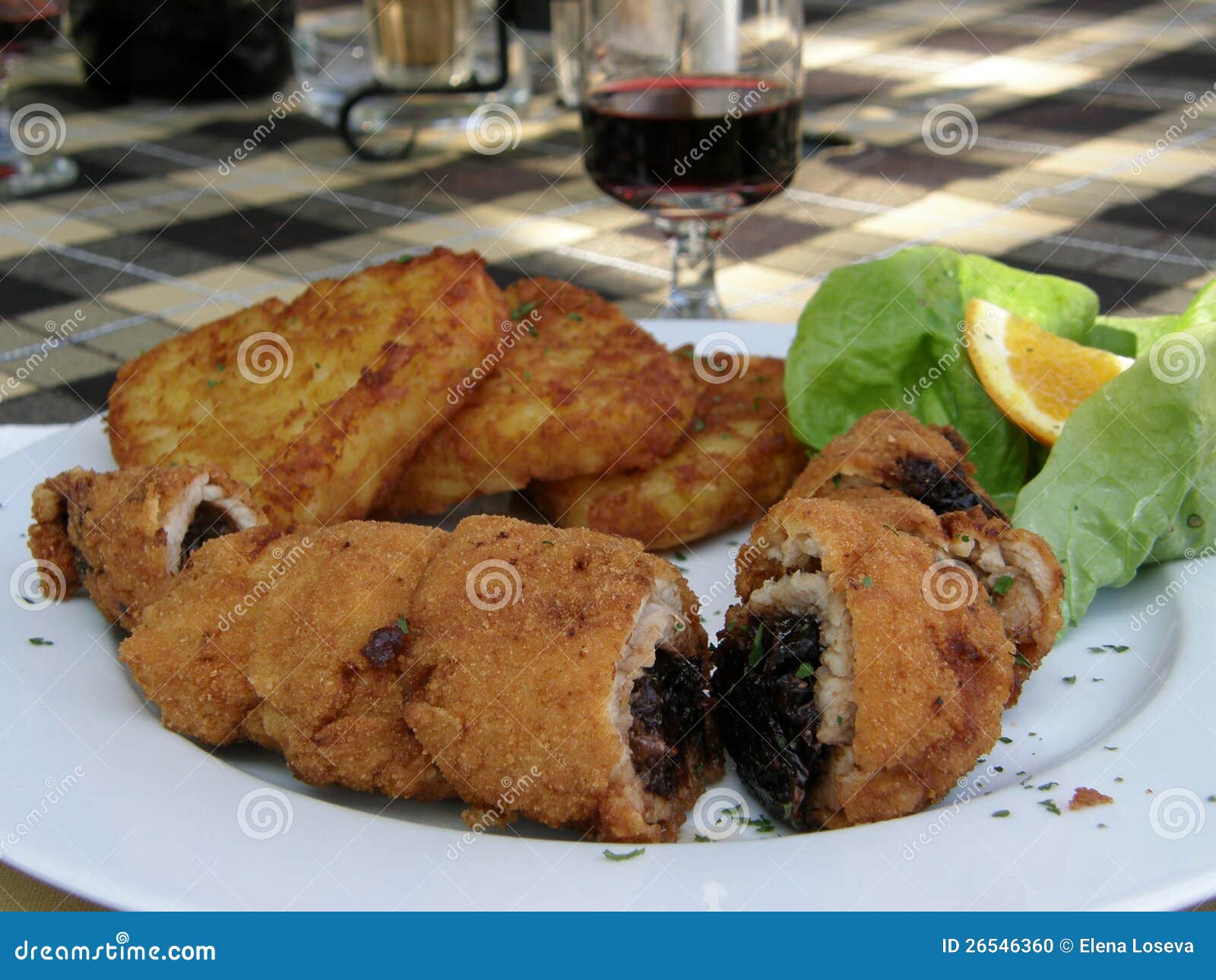 Roast Turkey Rolls with Prunes and Potato Dumpling Stock Photo - Image ...