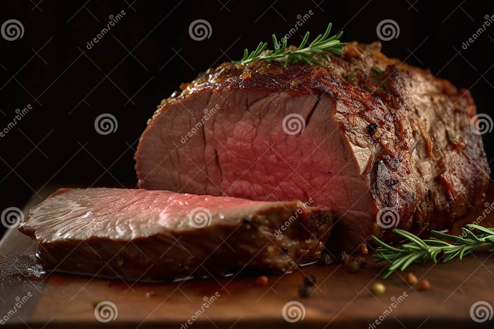 Roastbeef Closeup. Generated by AI Stock Illustration - Illustration of ...