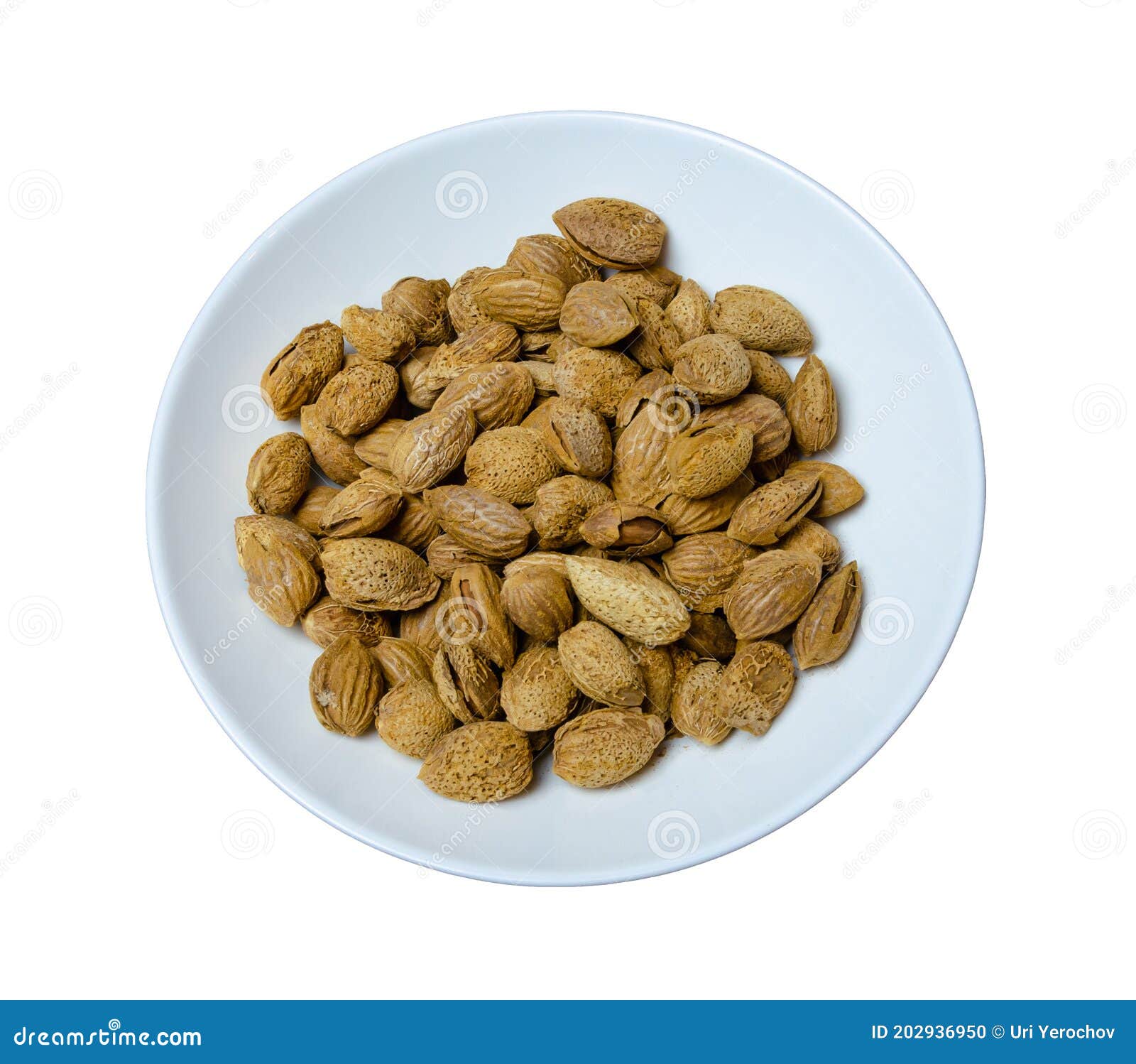 Roasted Almonds in Peel on a Plate on a White Background Stock Photo ...