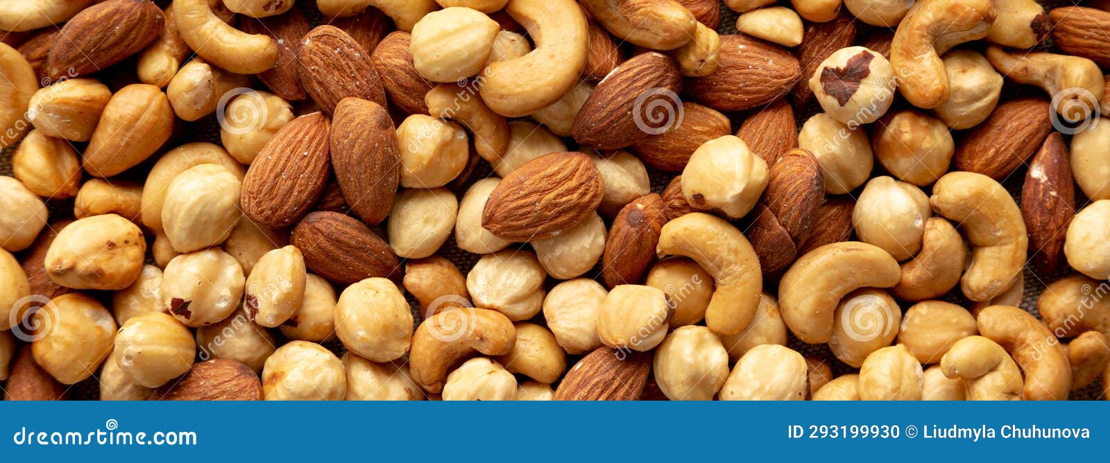 Roasted Assorted Nut Mix with Cashews, Almonds and Hazelnuts Stock ...