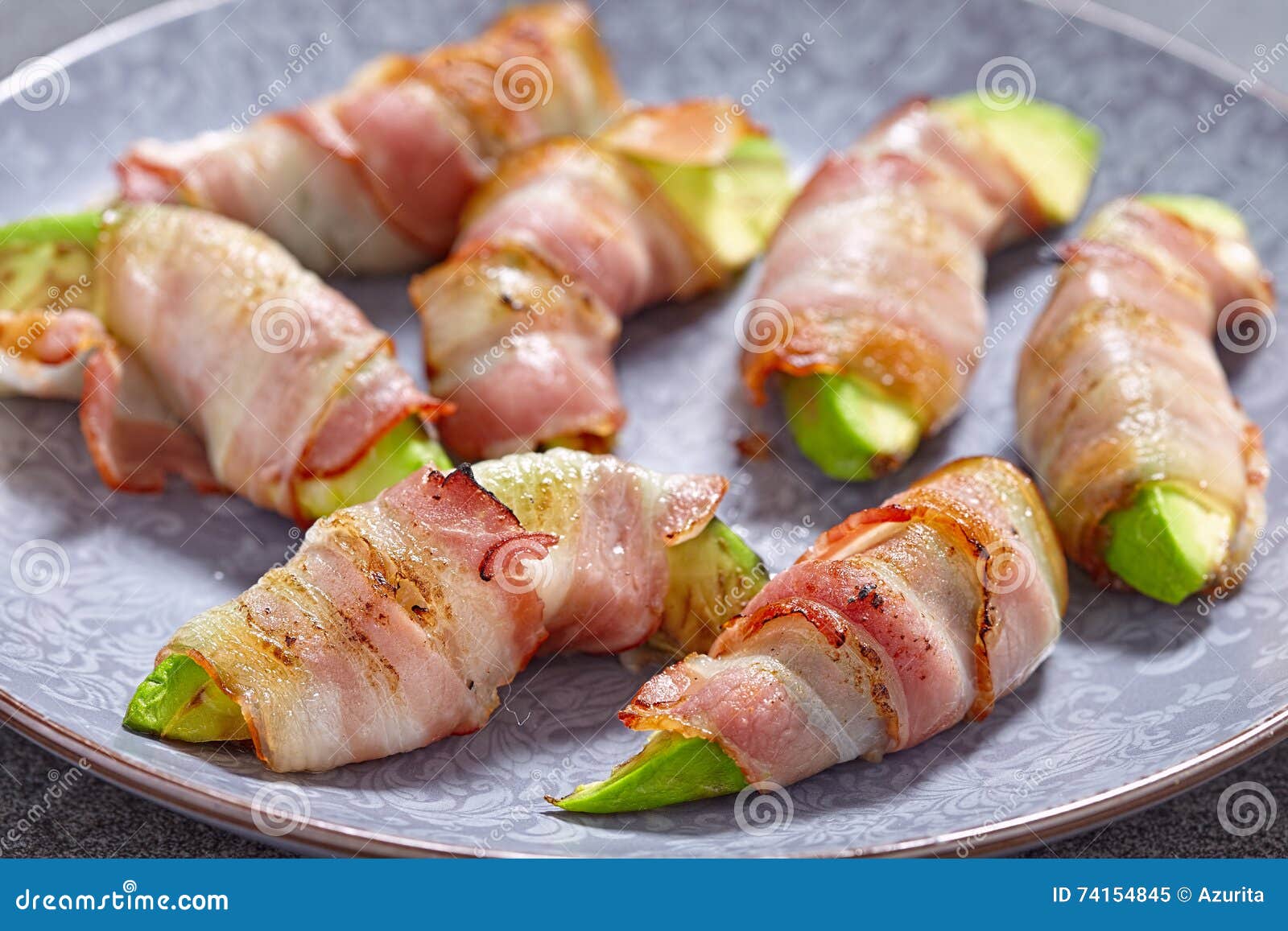 Roasted Avocado Pieces Wrapped in Bacon Stock Image - Image of lchf ...