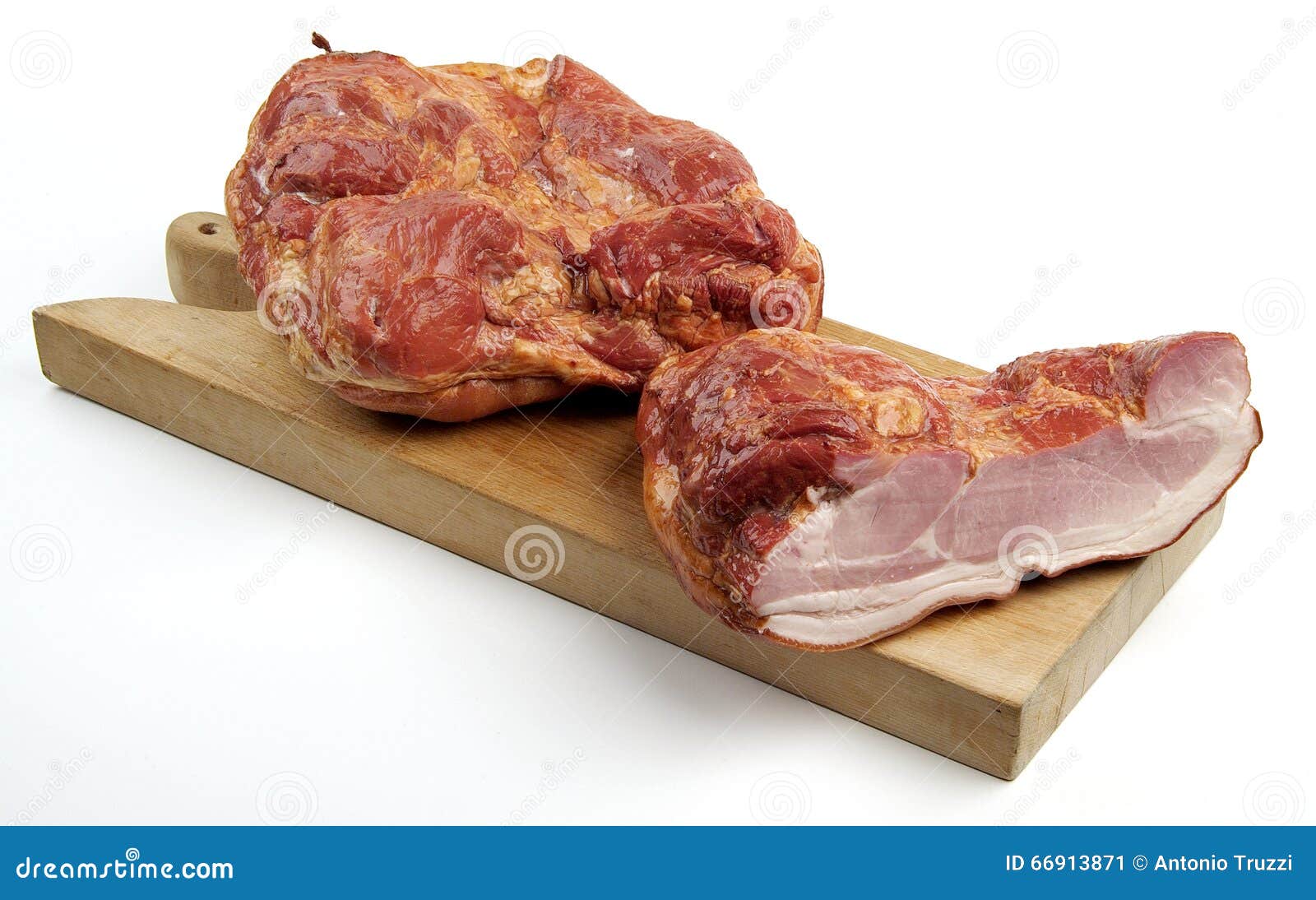 Roasted Bacon Smoked Tyrolean Speck on Cutting Board Stock Image ...