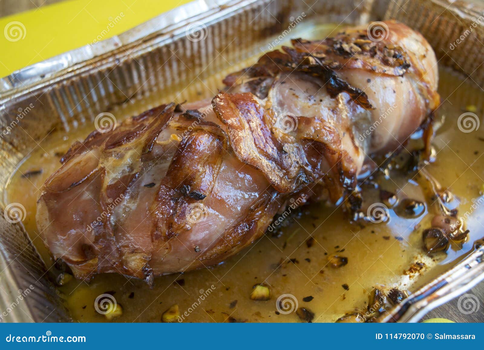 Roasted Bacon-wrapped Rabbit Stock Photo - Image of wine, wrapped ...
