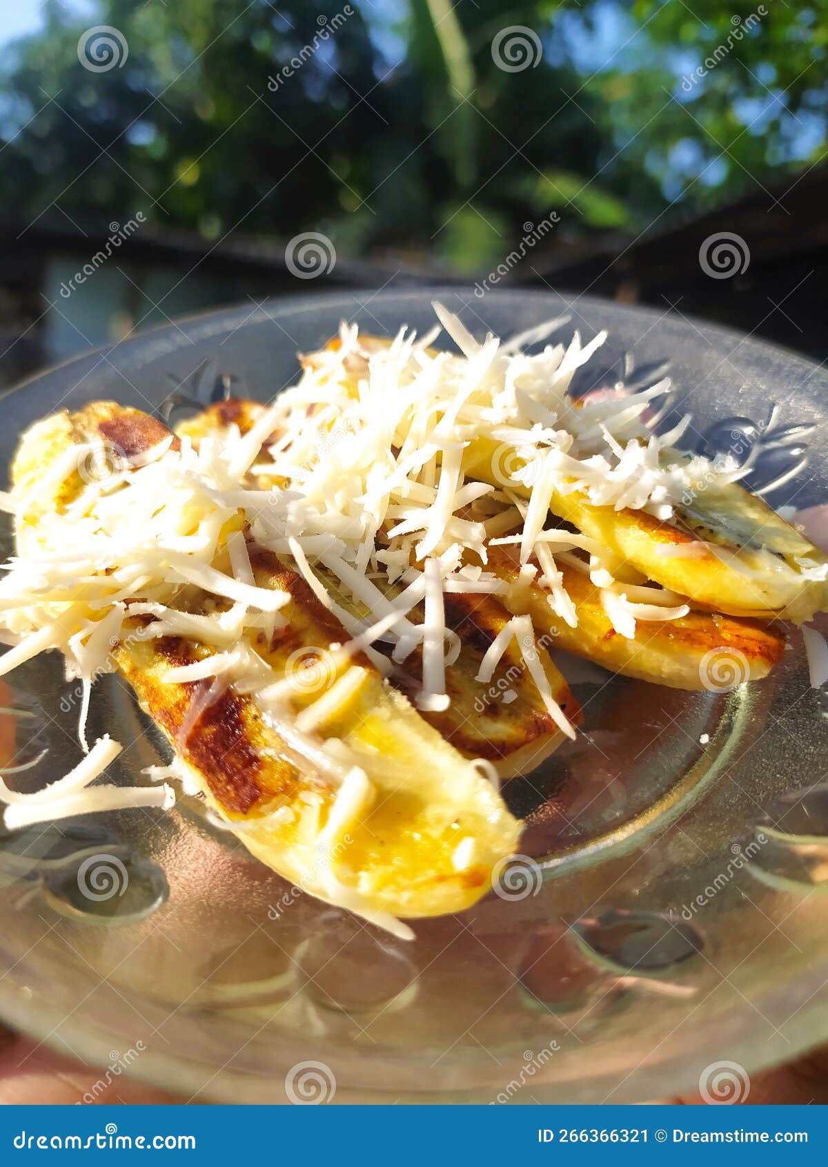 Roasted banana with cheese stock image. Image of roasted - 266366321