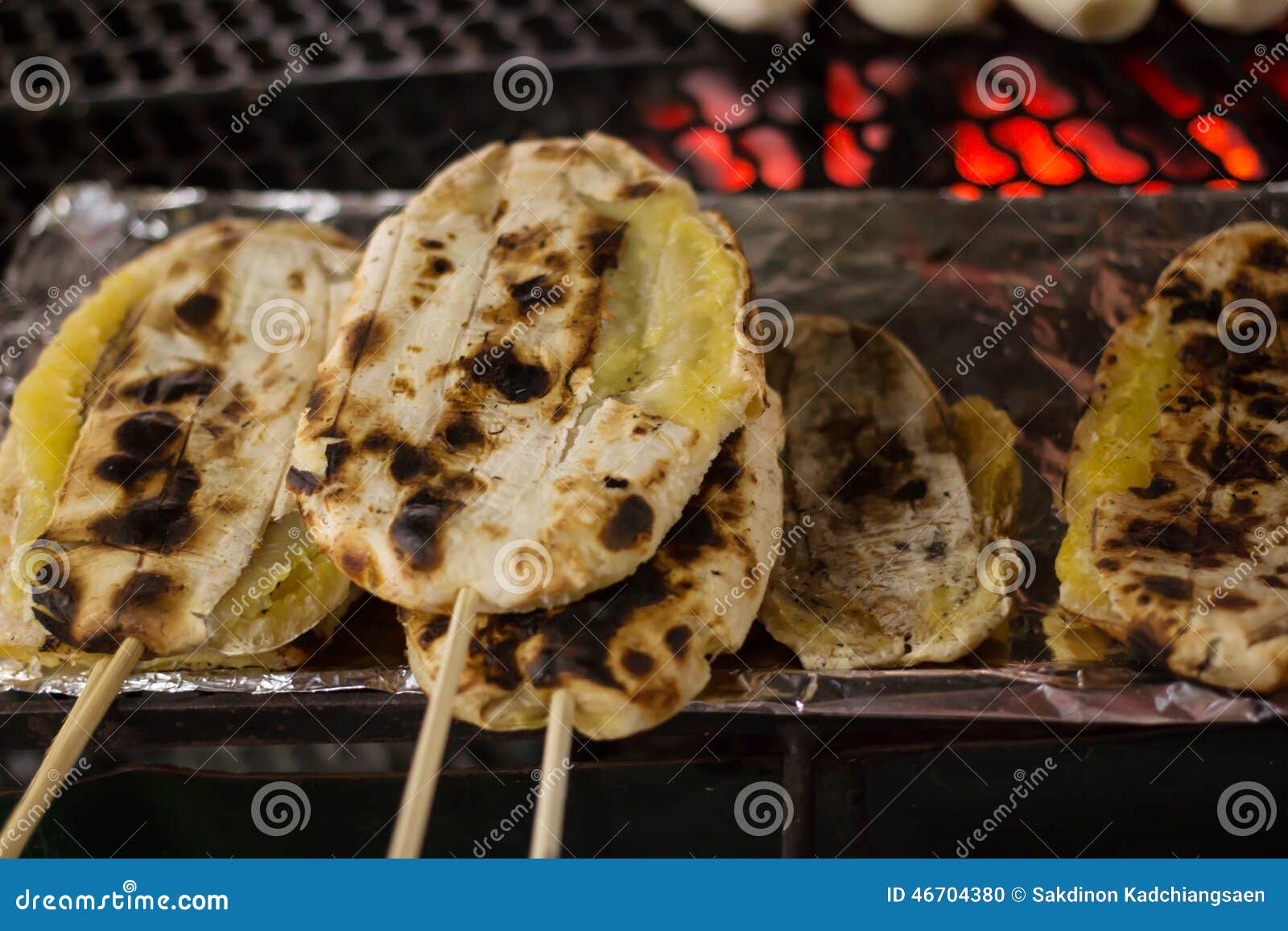 Roasted banana stack stock photo. Image of grilled, cuisine - 46704380