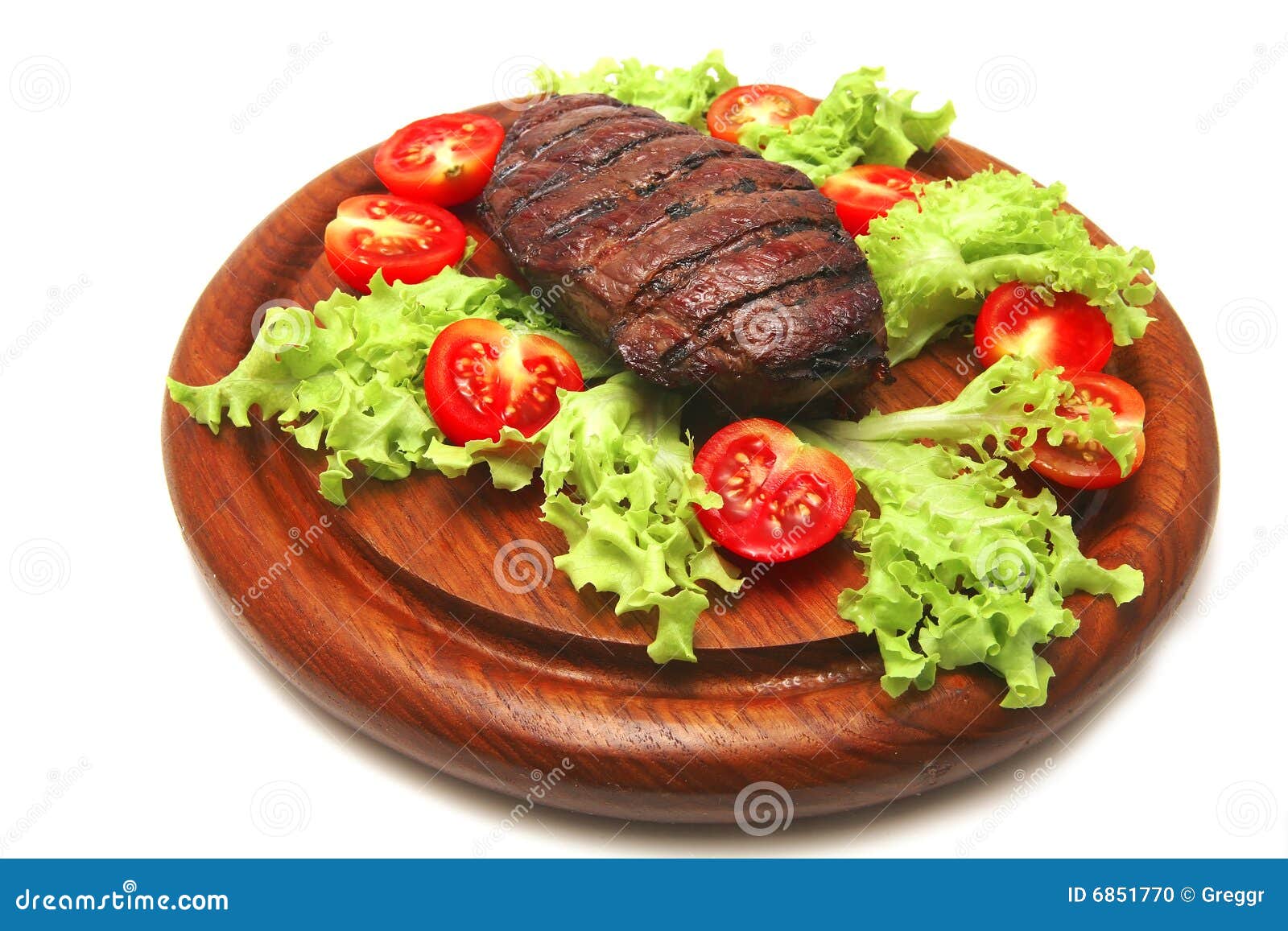 Roasted Beef Meat Steak on Wooden Plate Stock Photo - Image of meat ...