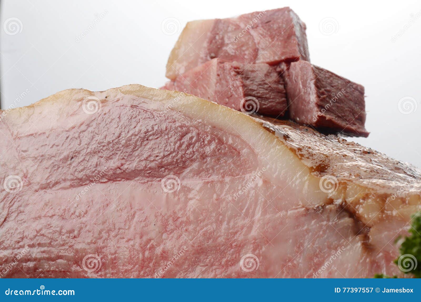Roasted Beef Meat on White Background in Restaurant Stock Image - Image ...