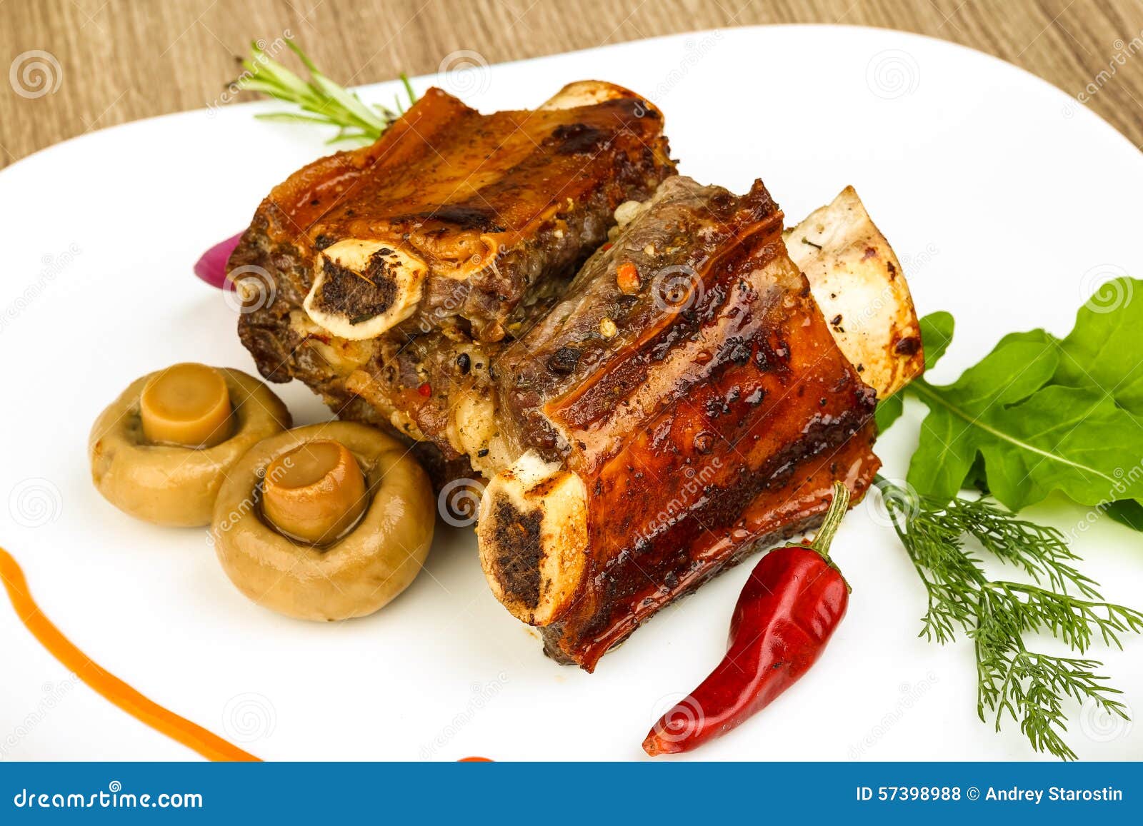 Roasted beef ribs stock photo. Image of juicy, beef, herbs - 57398988