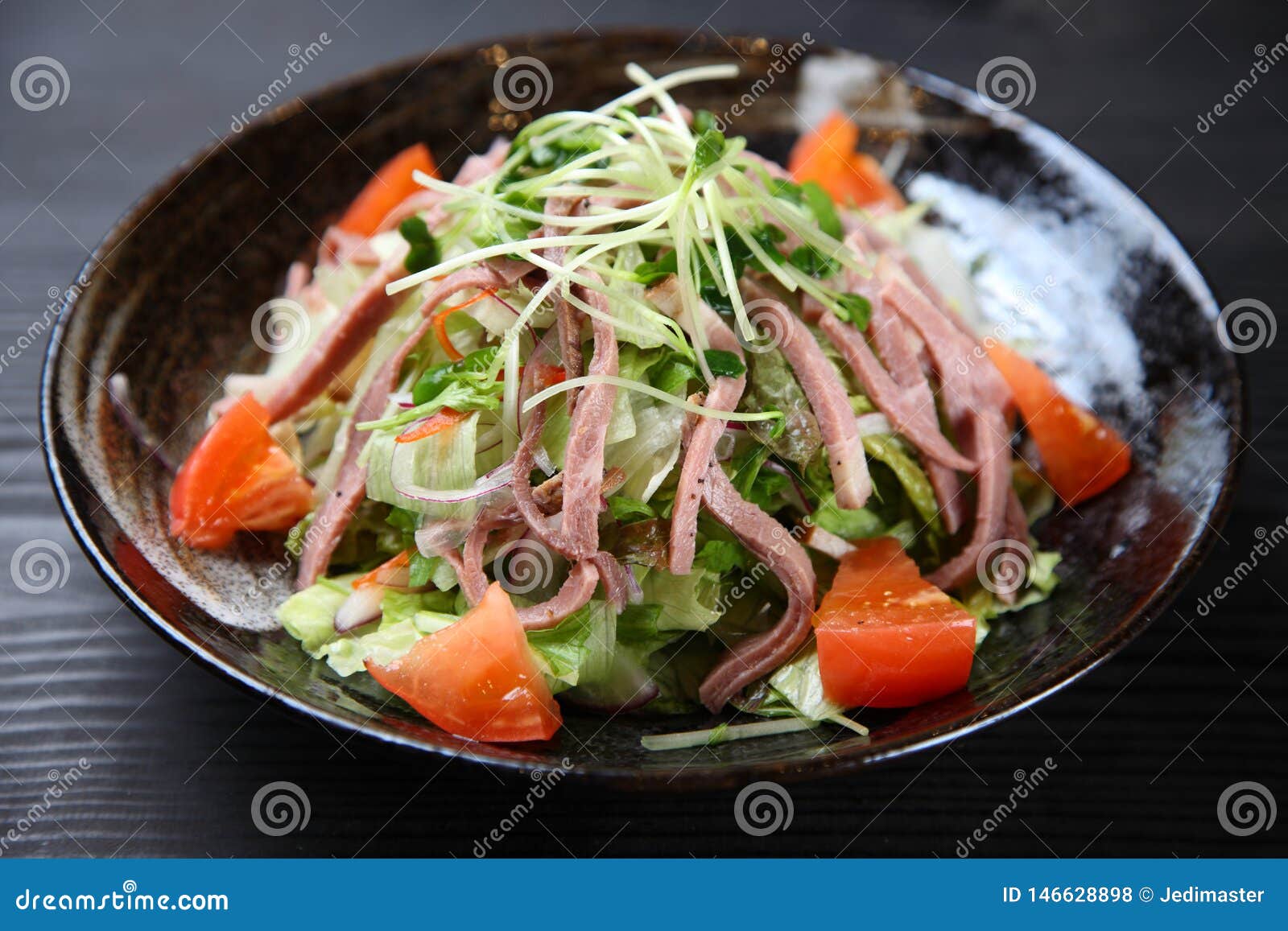 Roasted Beef Salad on a Dining Table Stock Photo - Image of fresh, meal ...
