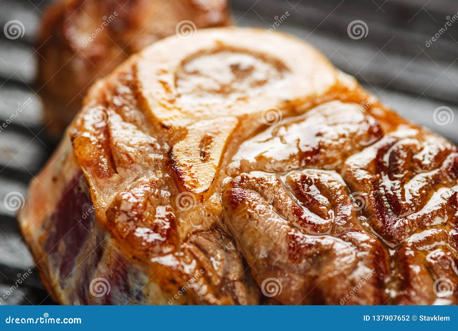 Roasted Beef Shank on the Grill Pan Stock Photo - Image of portion ...