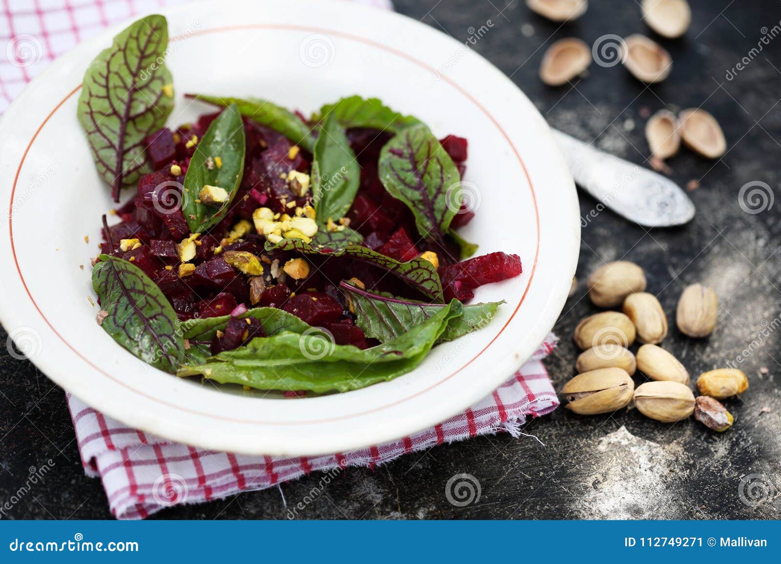Beet root salad with herbs stock image. Image of dish - 112749271