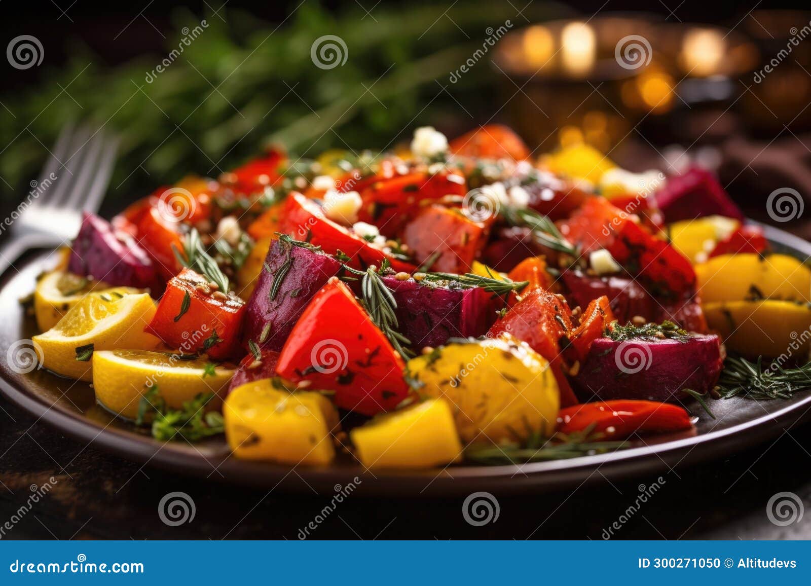 Roasted Beets with Assorted Vegetables on a Plate Stock Photo - Image ...