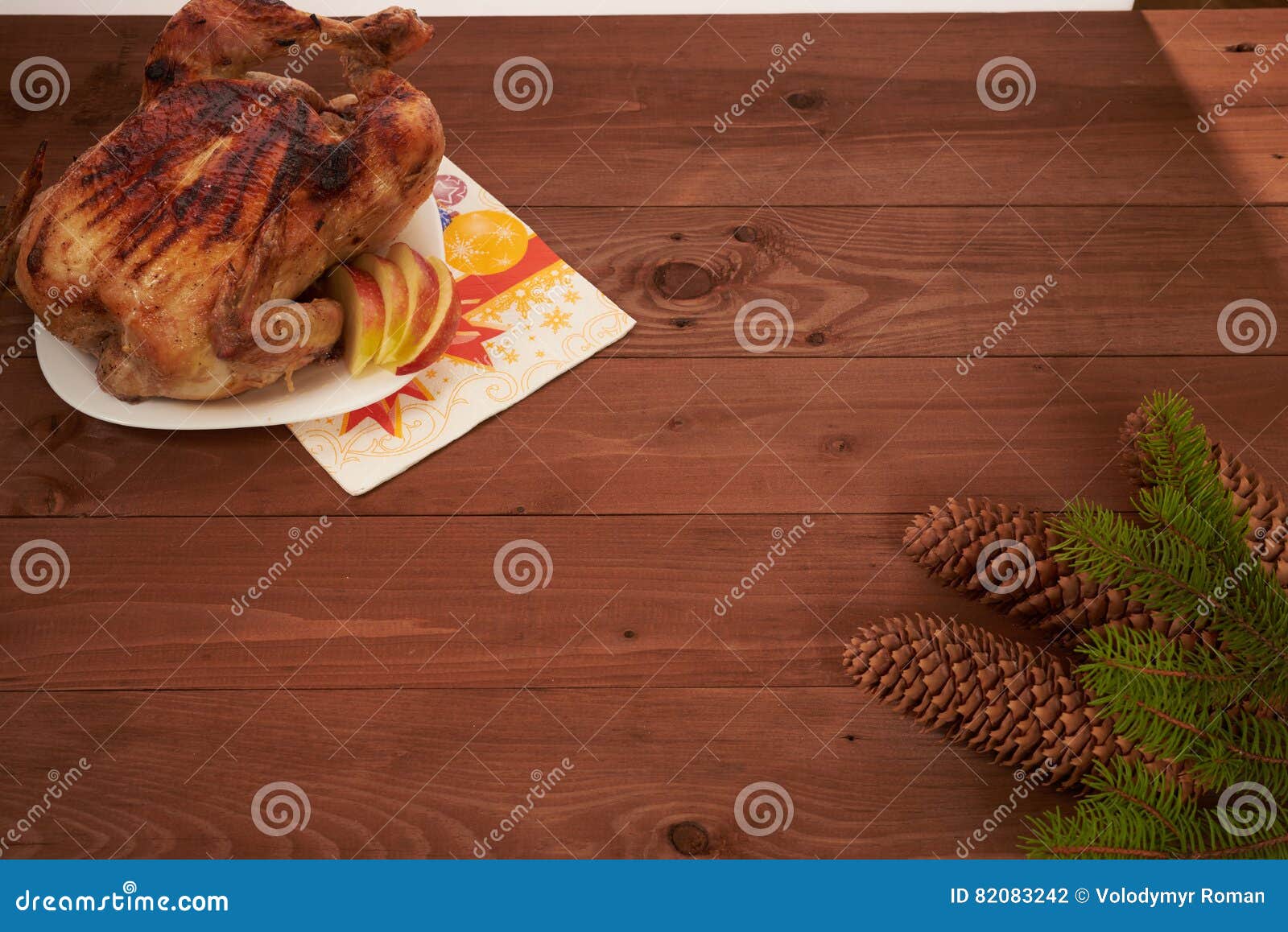Roasted Bird on a Wooden Table Stock Photo - Image of portion, dish ...