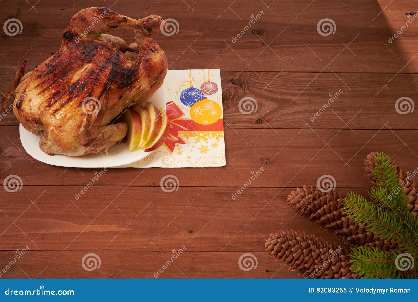 Roasted Bird on a Wooden Table Stock Image - Image of sauce, copy: 82083265