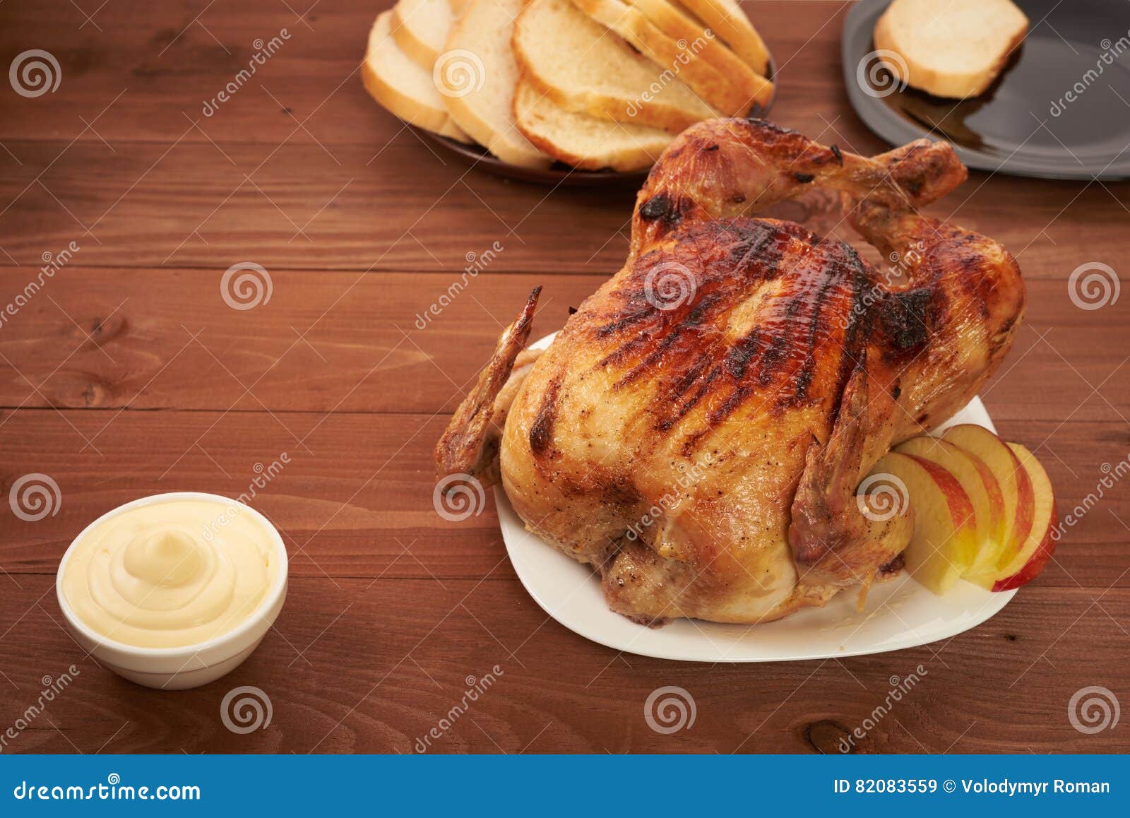 Roasted Bird on a Wooden Table Stock Image - Image of restaurant, piece ...
