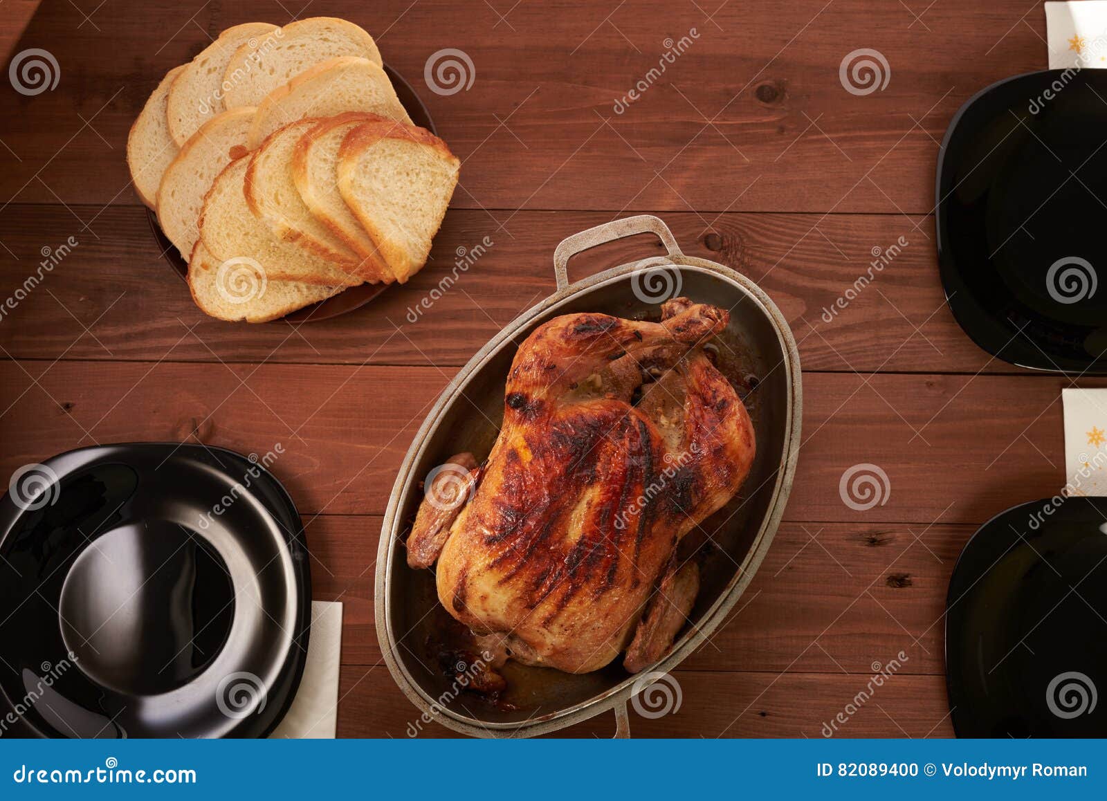 Roasted Bird on a Wooden Table Stock Photo - Image of space, food: 82089400