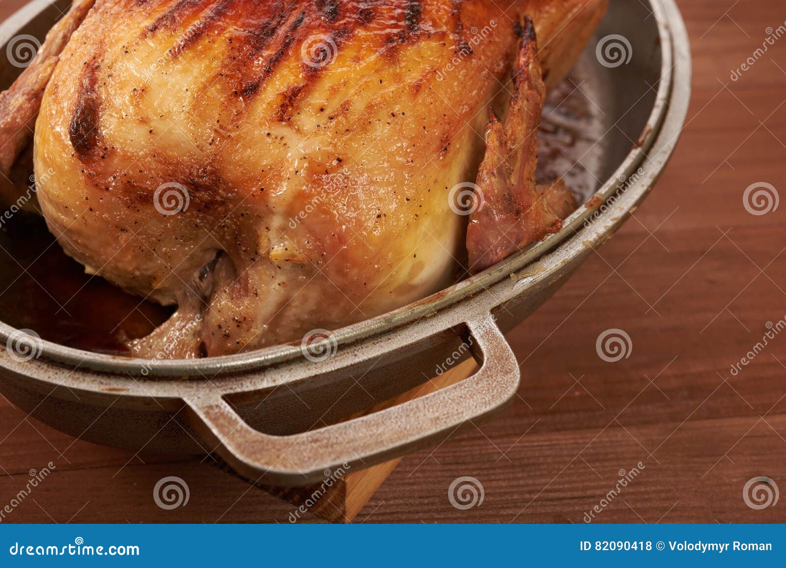 Roasted Bird on a Wooden Table Stock Photo - Image of roast, piece ...