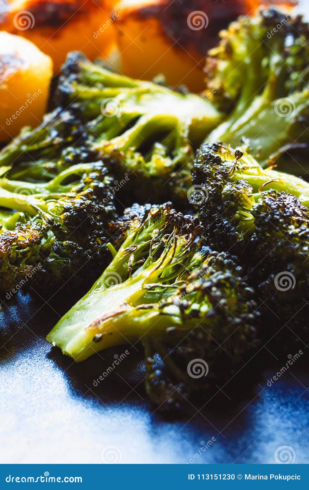 Roasted Broccoli Served on a Plate Stock Photo - Image of cuisine, meal ...