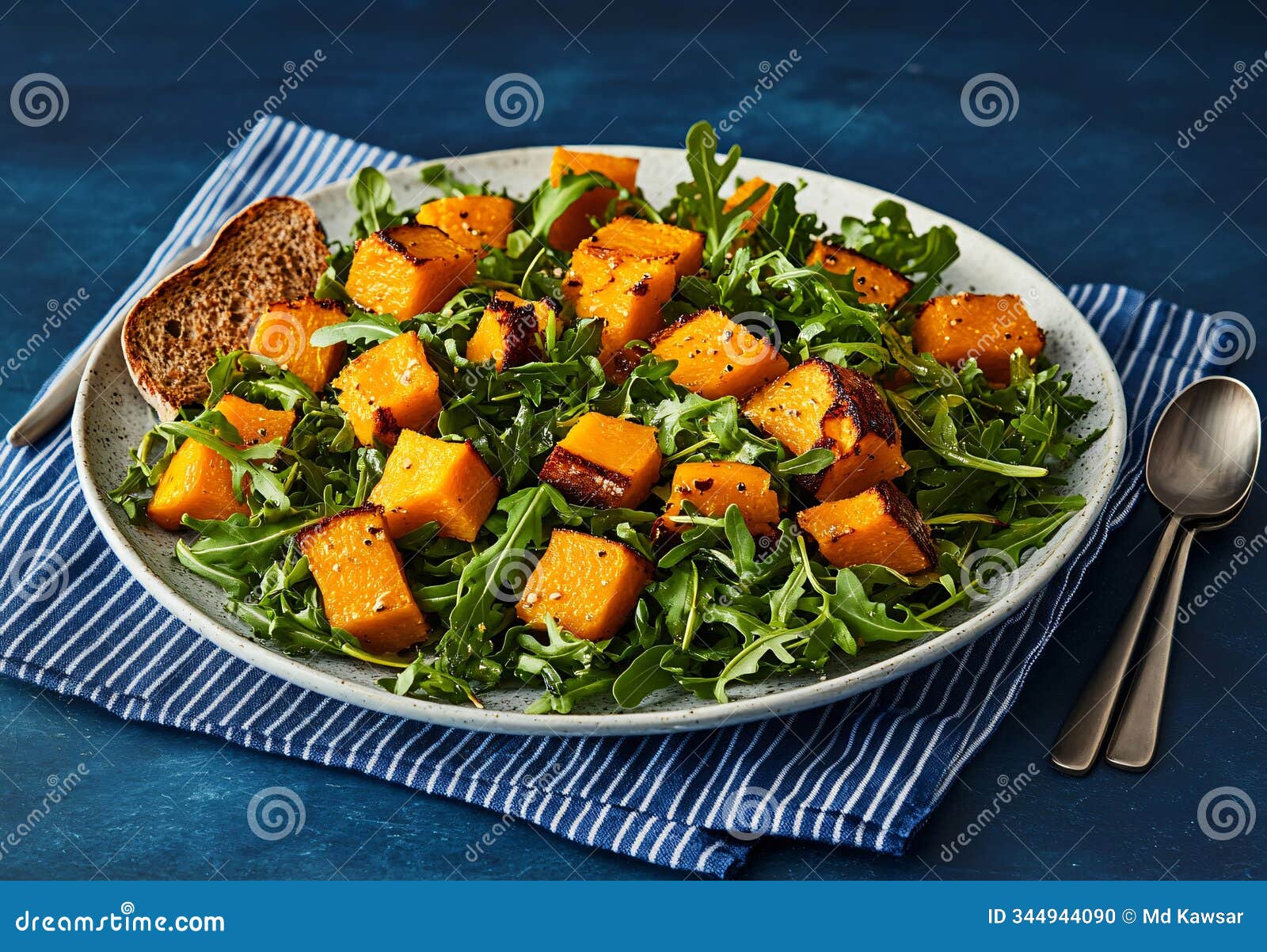 Roasted Butternut Squash Salad with Arugula and Rye Bread Stock ...