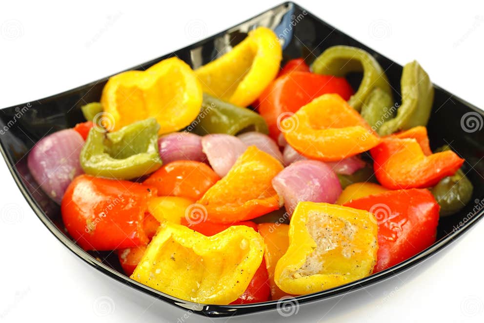 Roasted capsicum and onion stock image. Image of meal - 32424909