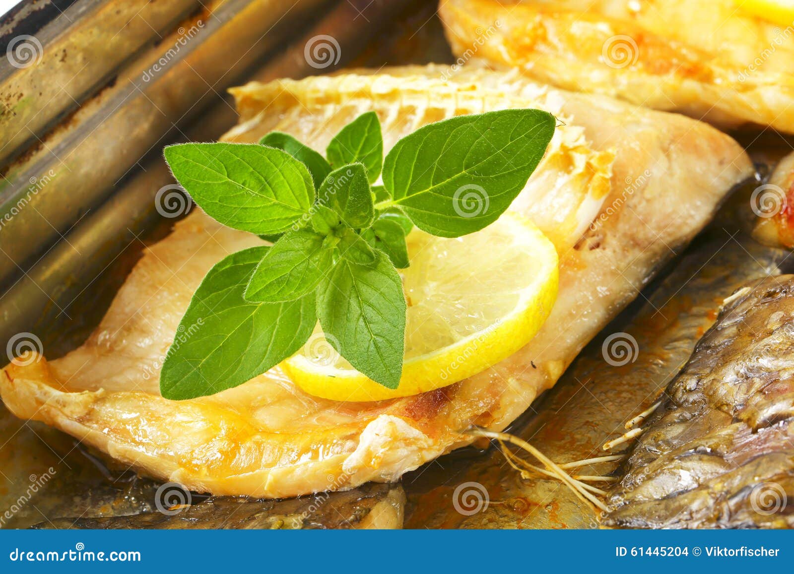Roasted carp fillets stock photo. Image of carp, baking - 61445204