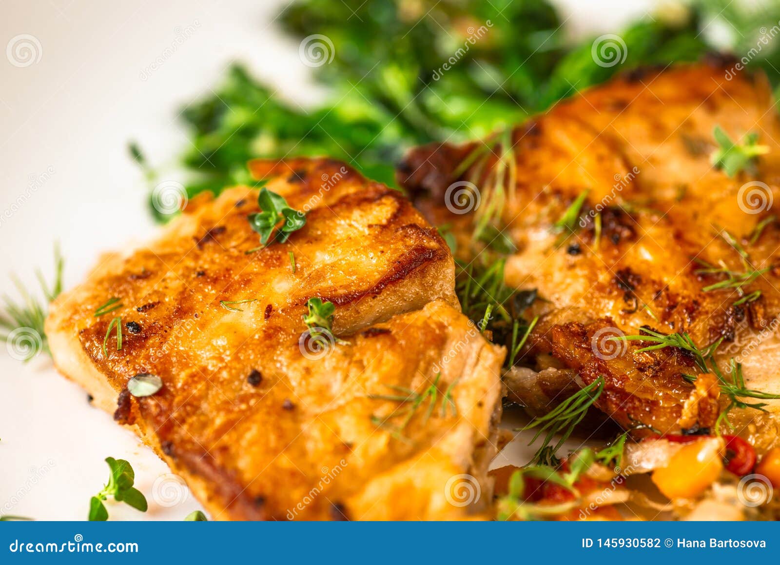 Roasted Carp Fish with Broccoli Stock Photo - Image of plate, dinner ...